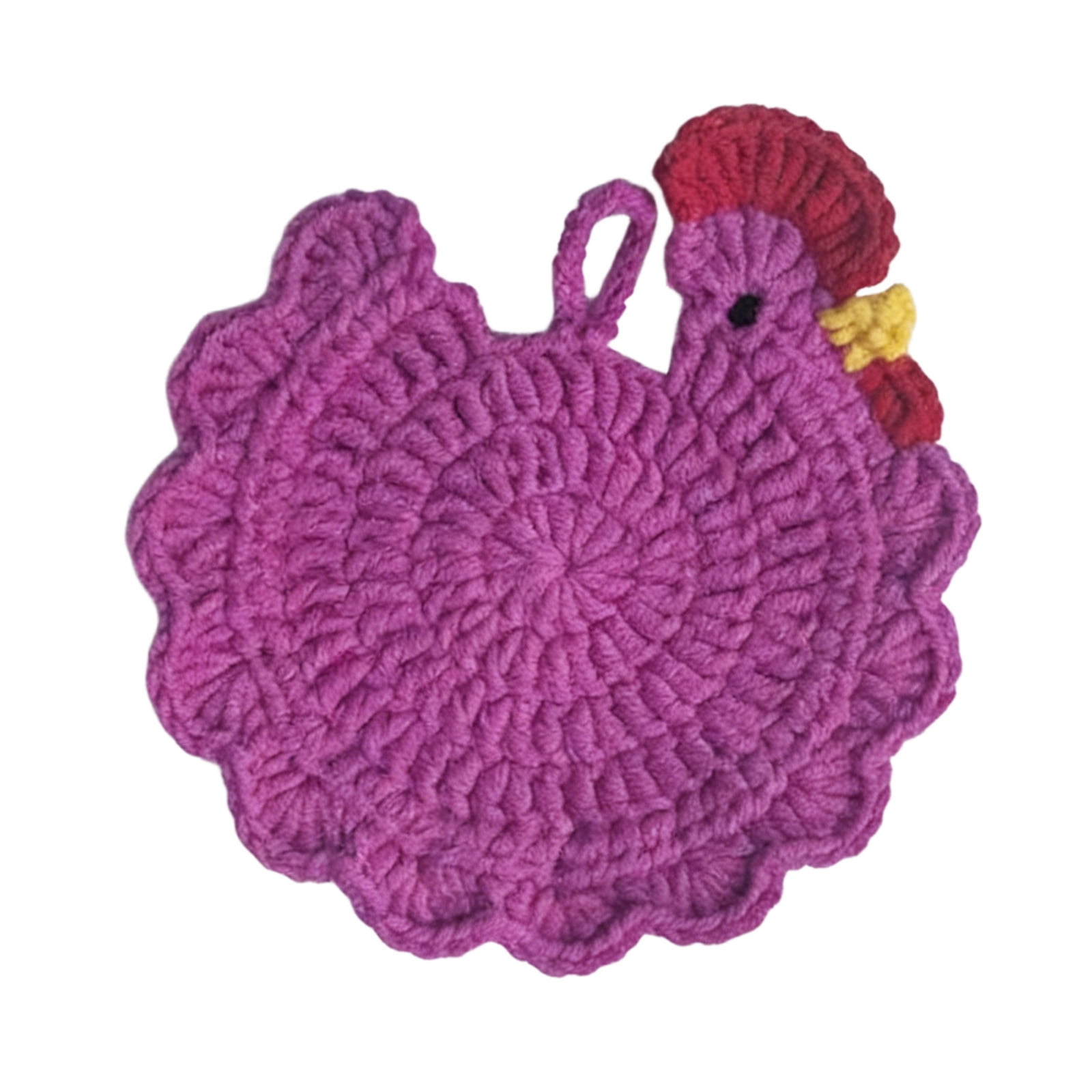 Hand-Crocheted Chicken Coaster Set Colorful Cotton Drink Protectors for ...
