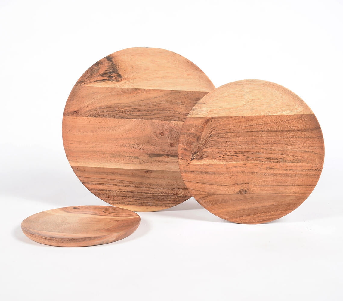 Hand Cut Acacia wood plates (set of 3) - Walmart.com