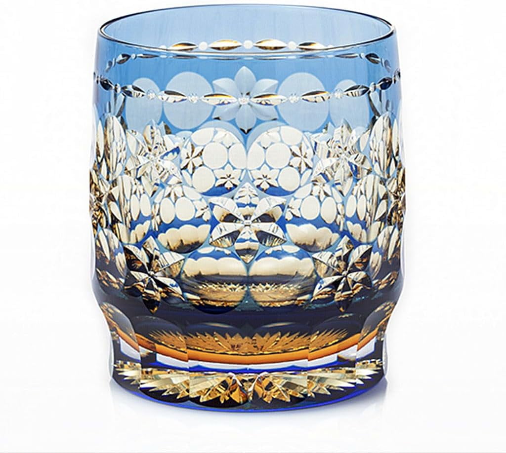 Hand Cut Crystal Whisky Glass 320ml Edo style Whiskey Glasses -Cocktail ...
