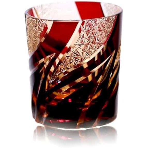 Hand-Cut Japanese Edo Kiriko Whisky Glass - Artisanal Colored Crystal ...