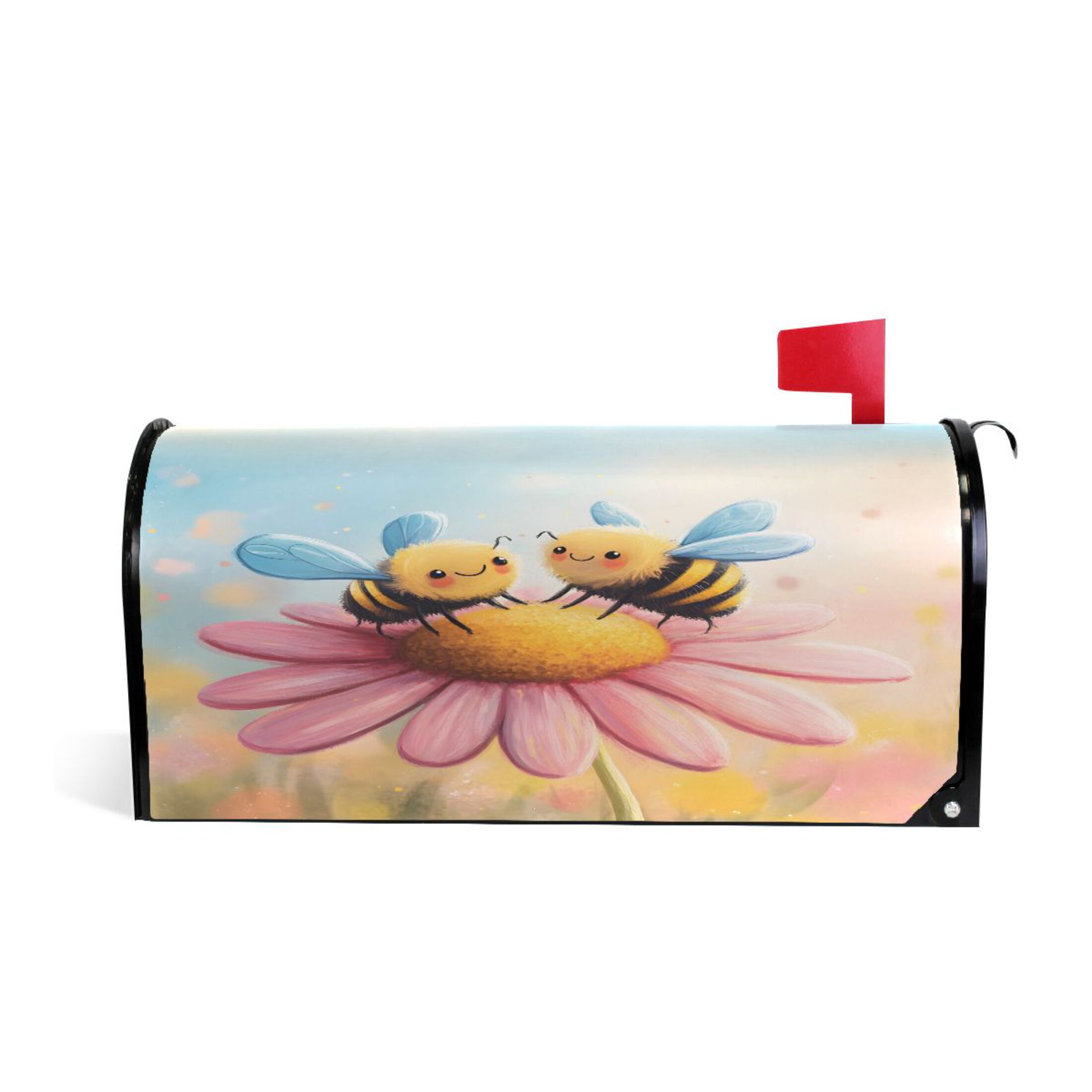 Hand Draw Cute Bees Flower Magnetic Mailbox Covers Post Box Wraps ...