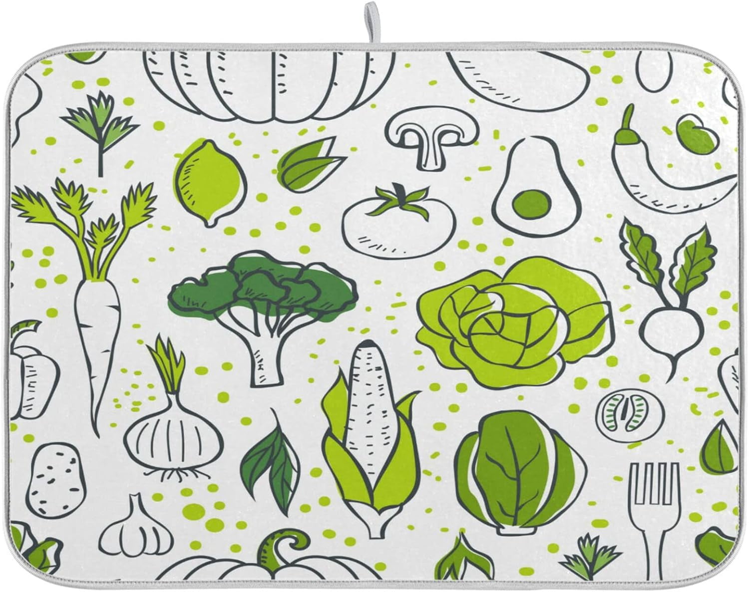 Hand Draw Vegetable Carrot Dish Drying Mat for Kitchen Counter Corn ...