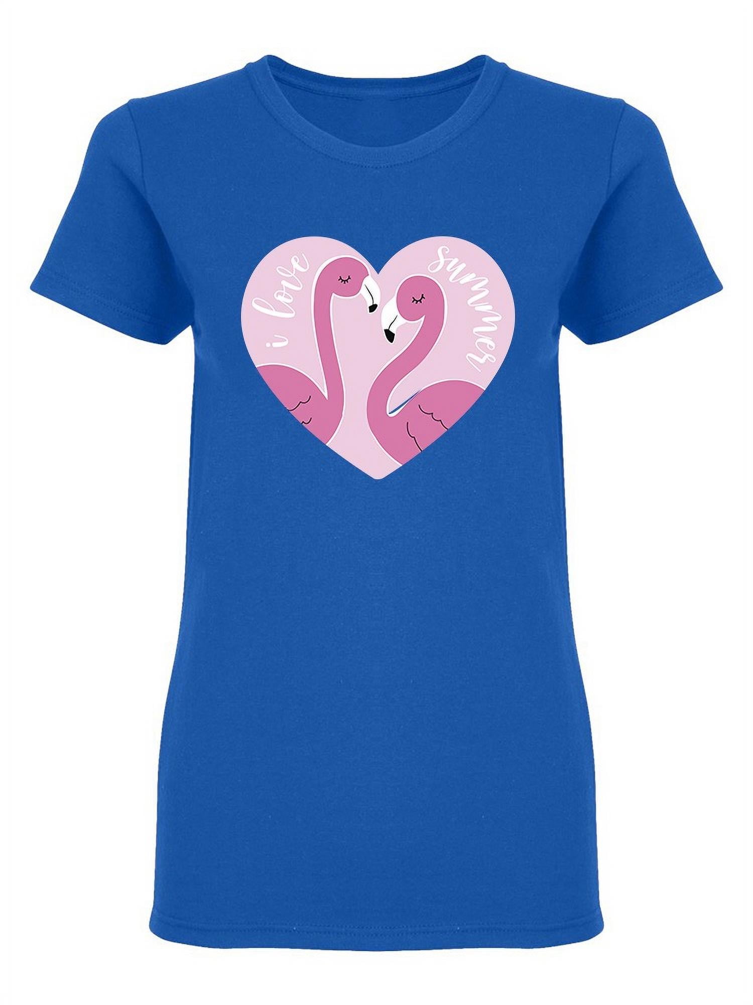 Hand Drawing Flamingo And Heart Shaped T-Shirt Women -Image by ...