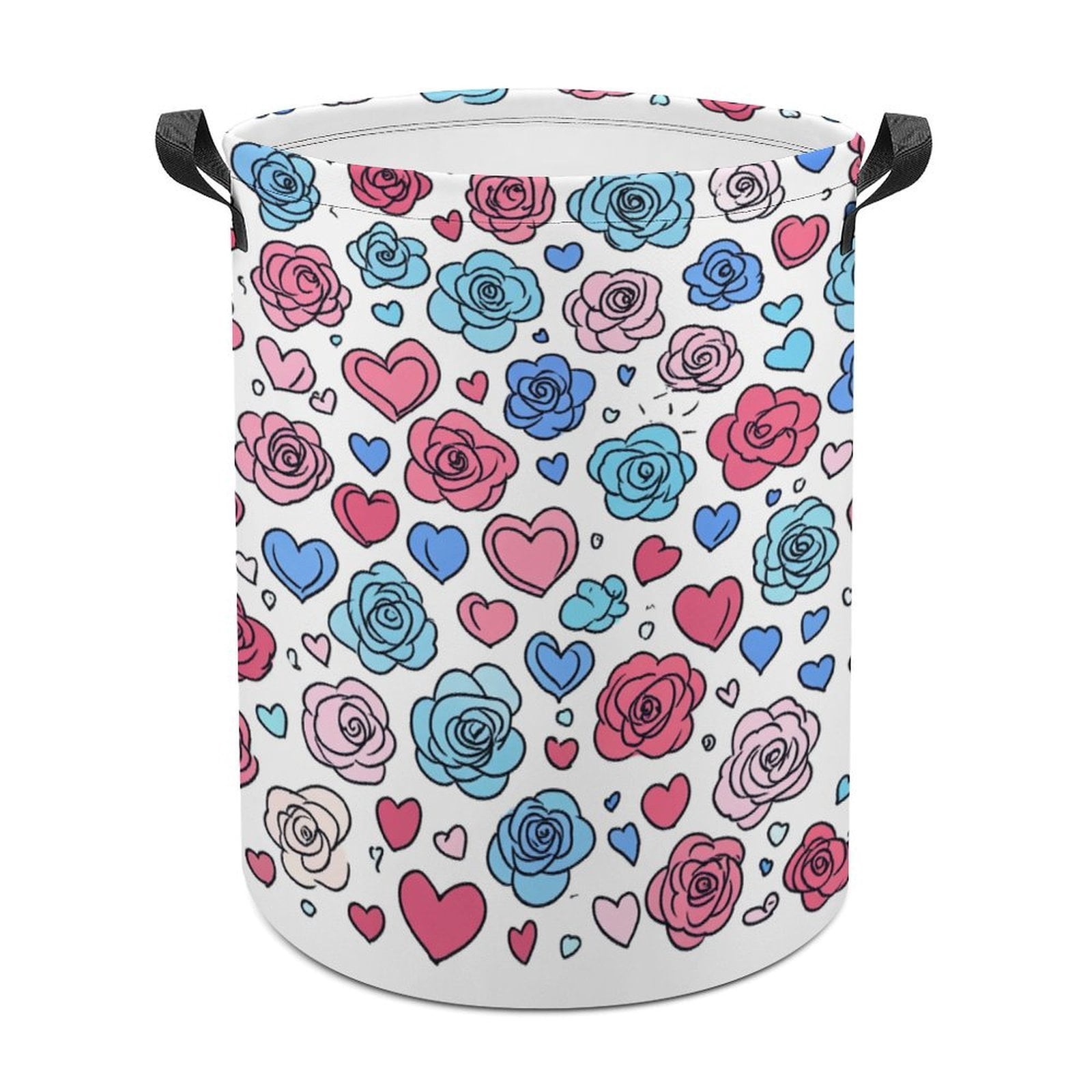 Hand Drawing Heart Flower Waterproof Oxford Cloth Laundry Hamper ...