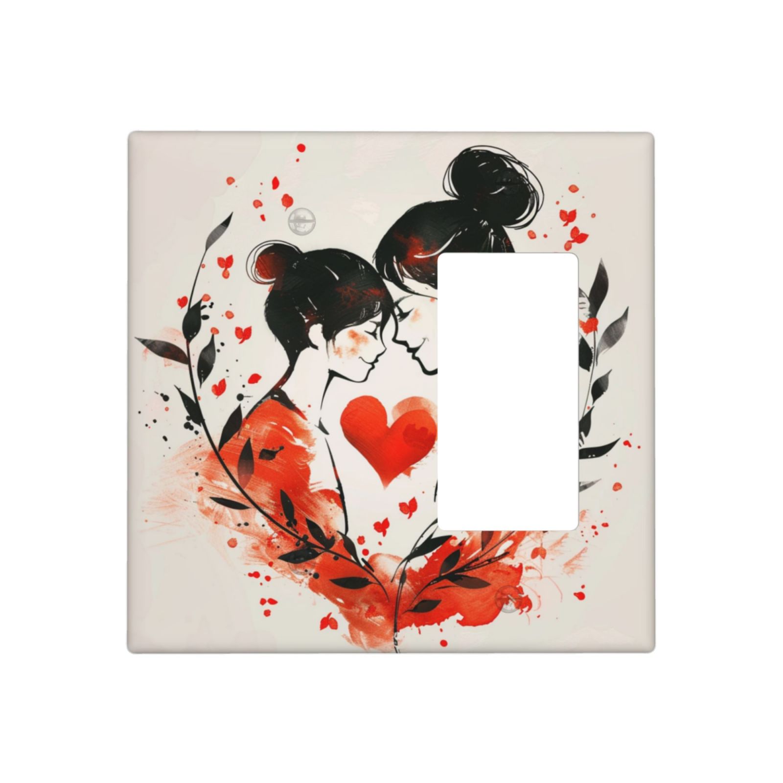 Hand Drawing Love Couple Switch Cover Decorative Wall Plate / 2-Gang 1 ...