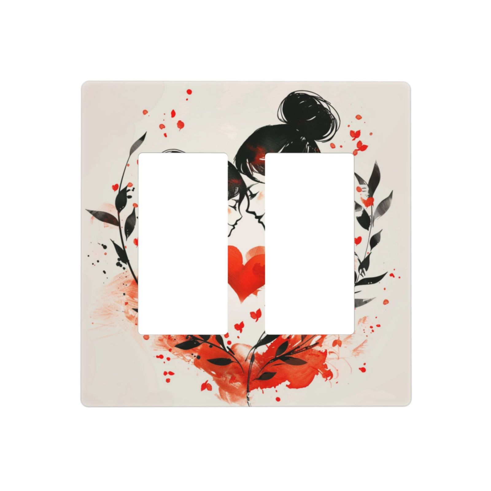 Hand Drawing Love Couple Switch Cover Decorative Wall Plate / 2-Gang ...