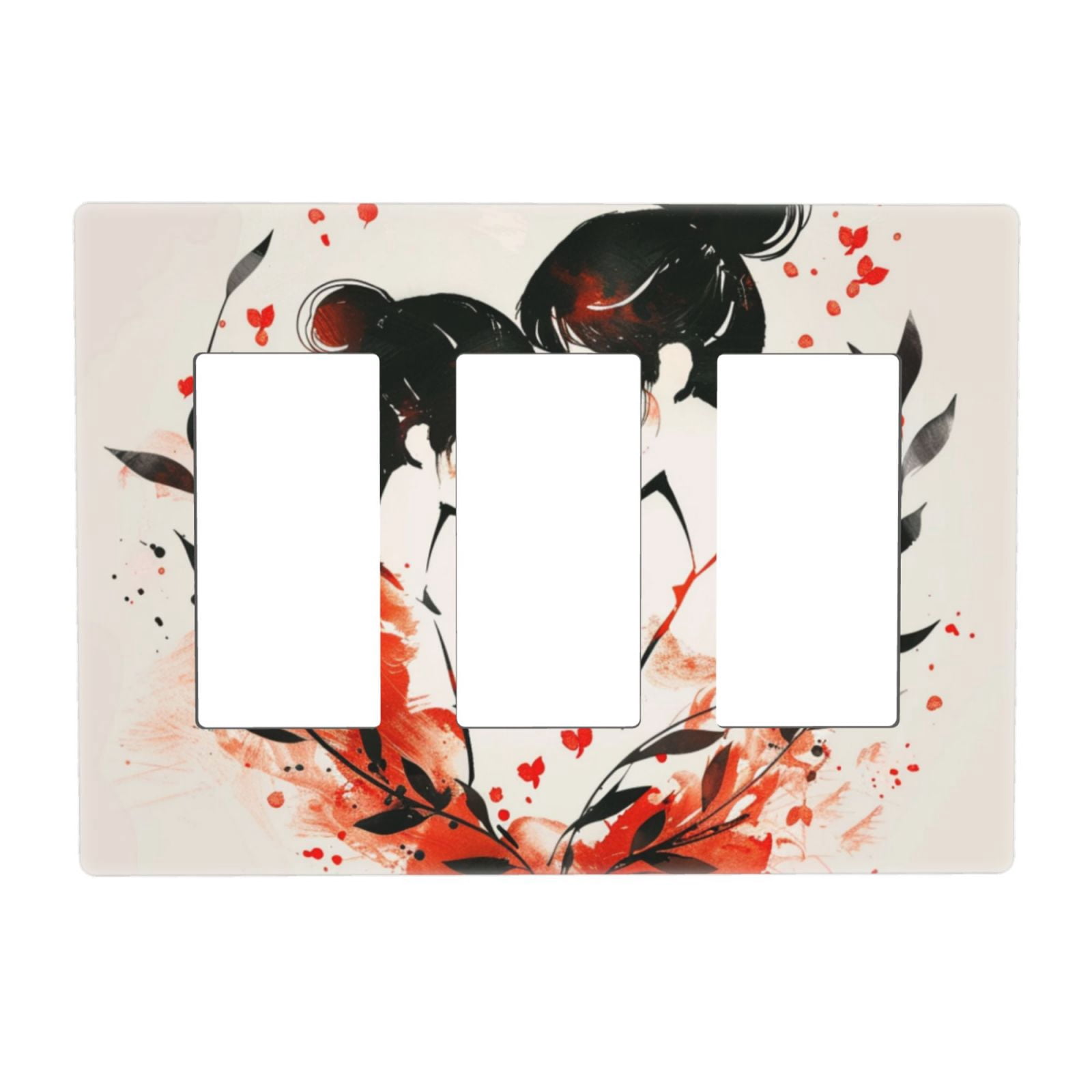 Hand Drawing Love Couple Switch Cover Decorative Wall Plate 3-Gang ...