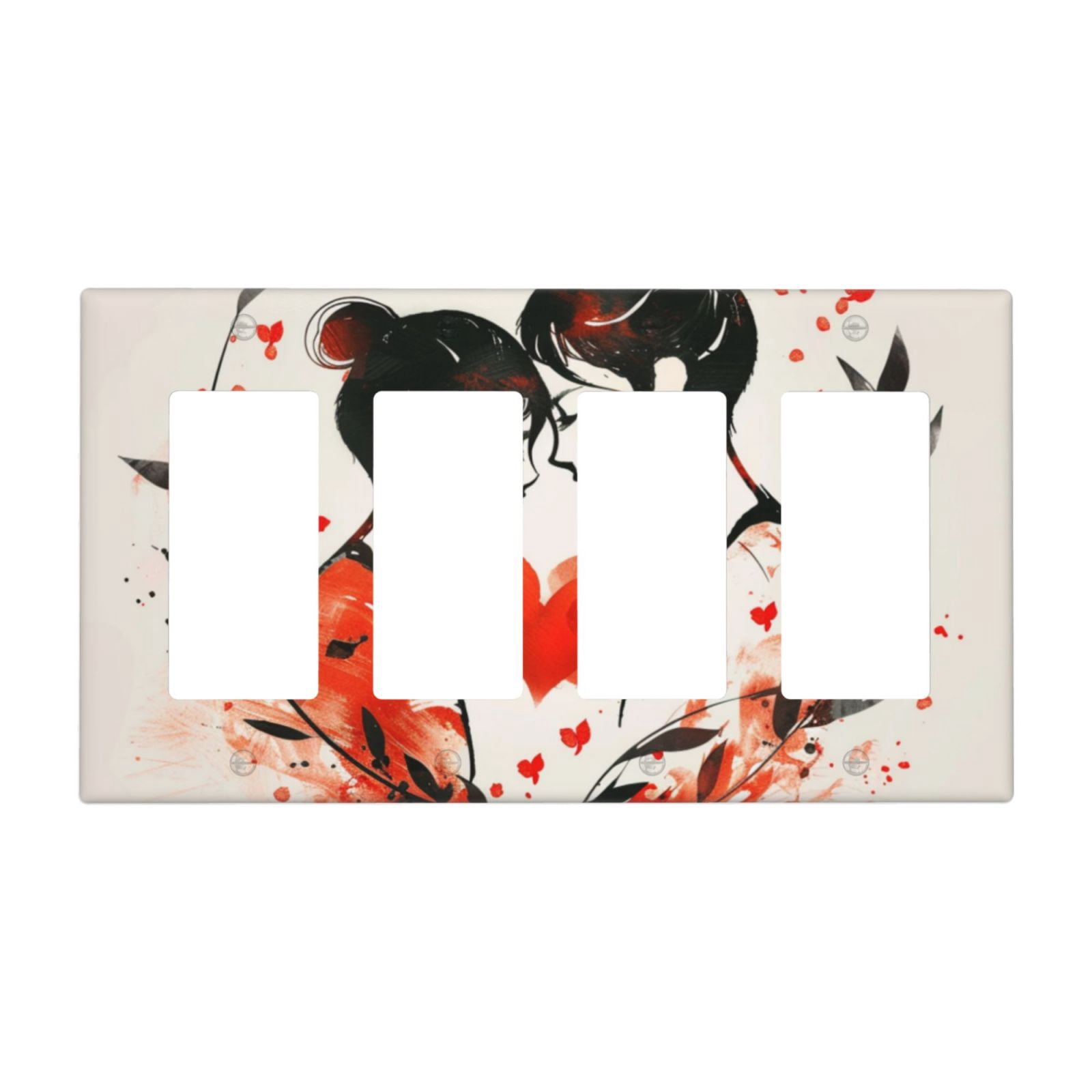 Hand Drawing Love Couple Switch Cover Decorative Wall Plate / 4-Gang 4 ...