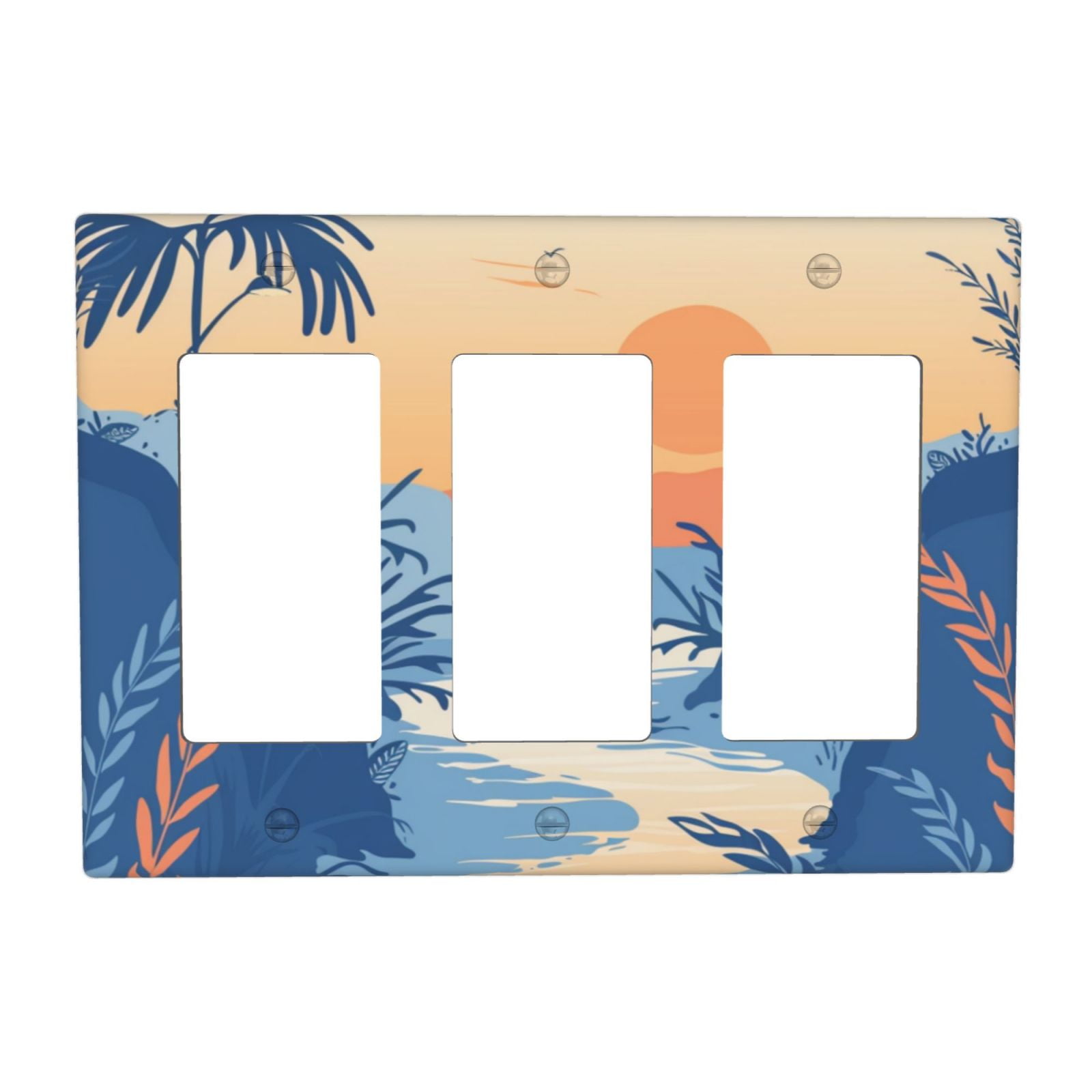 Hand Drawing River Switch Cover Decorative Wall Plate 3-Gang Standard ...