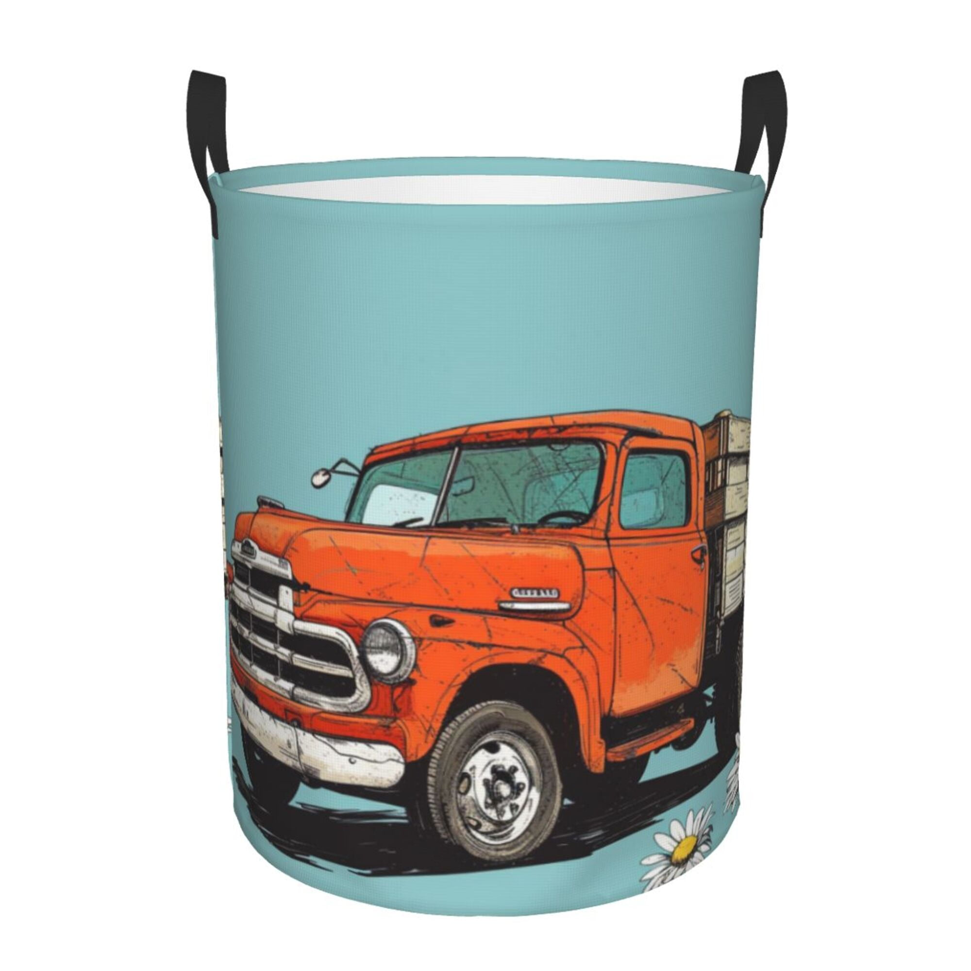 Hand Drawing Truck Daisies Laundry Hamper Medium Storage Basket/Toy ...