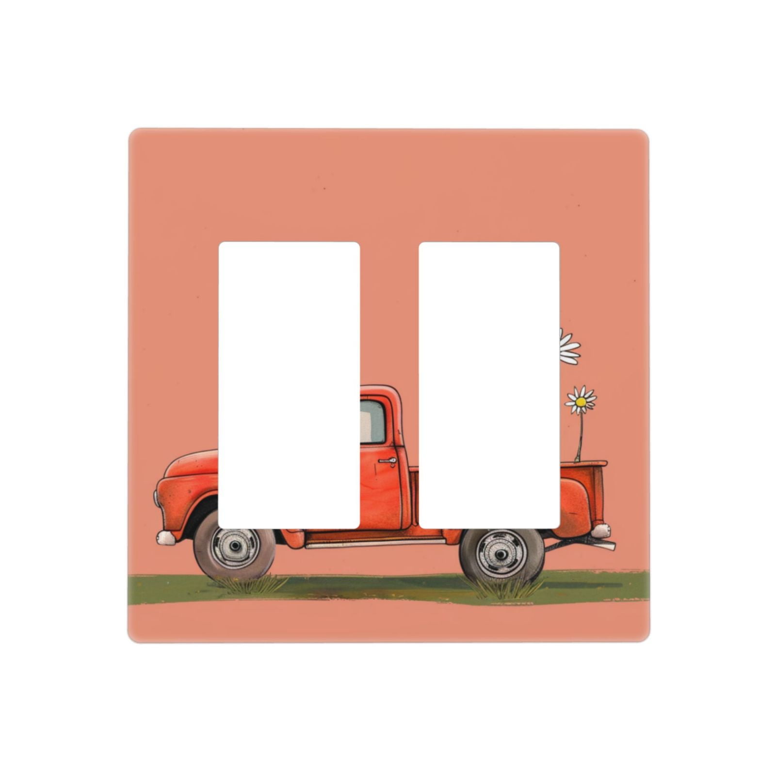 Hand Drawing Truck Daisies Switch Cover Decorative Wall Plate / 2-Gang ...