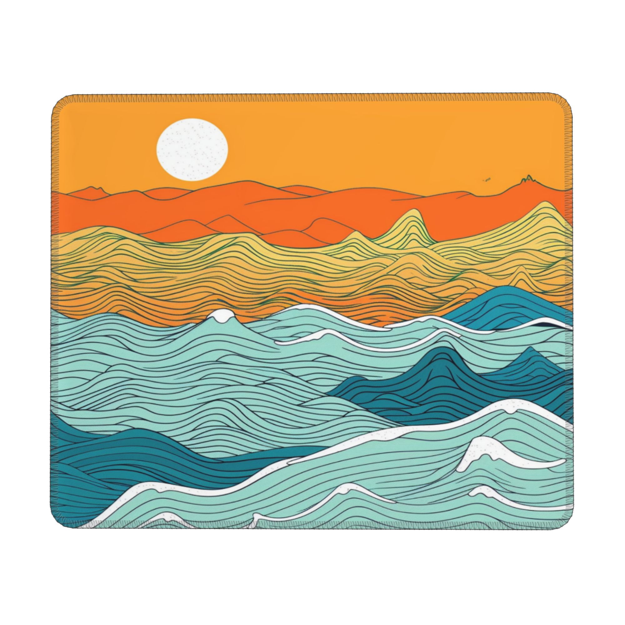 Hand Drawing Wave Sea Mouse Pad Non Slip Rubber Base Mousepad 10 x 12 ...