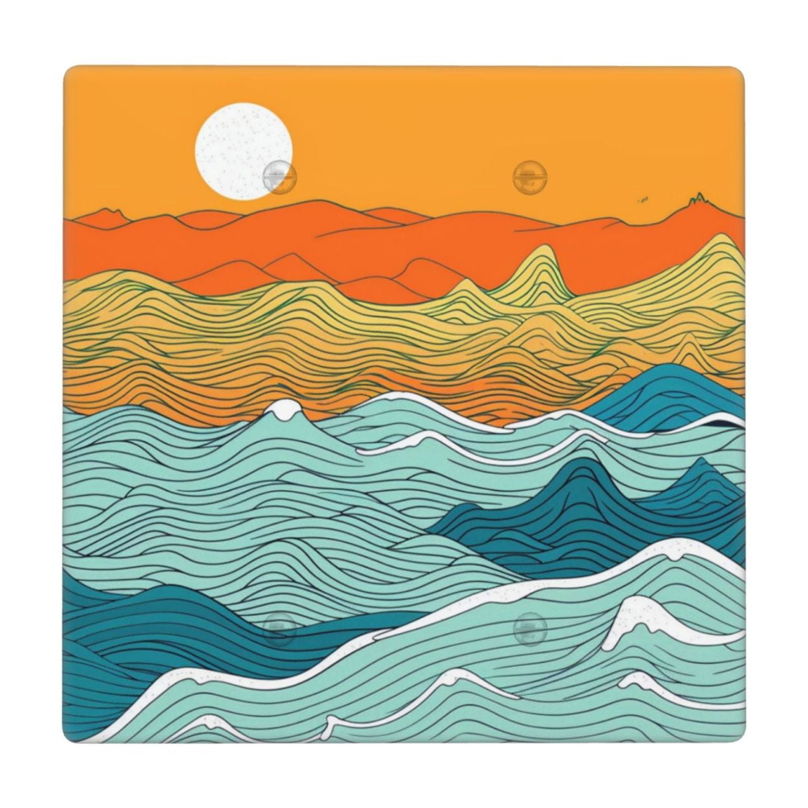 Hand Drawing Wave Sea Switch Cover Decorative Wall Plate / 2-Gang Blank ...