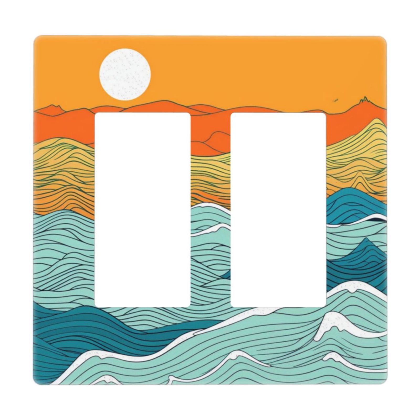 Hand Drawing Wave Sea Switch Cover Decorative Wall Plate / 2-Gang ...