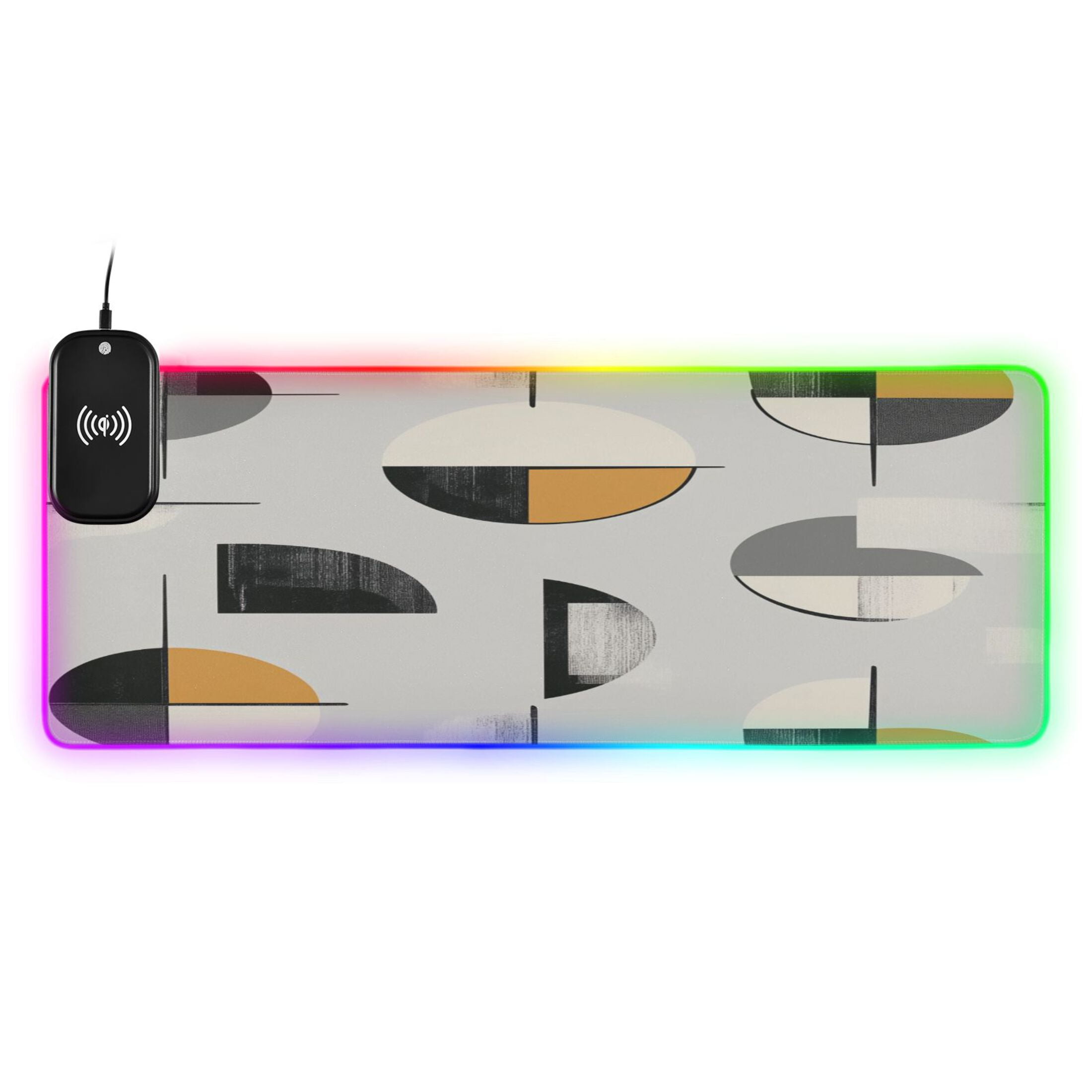 Hand Drawn Abstract Art Large RGB Gaming Mouse Pad with Fast Wireless ...