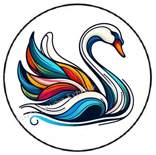 Hand Drawn Abstract Swan Sticker Party Favors Sticker Envelope Seals ...