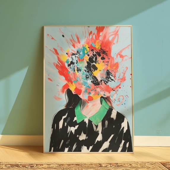 Hand Drawn Abstract Woman Retro Wall Art, Unframed Paper Print Size ...