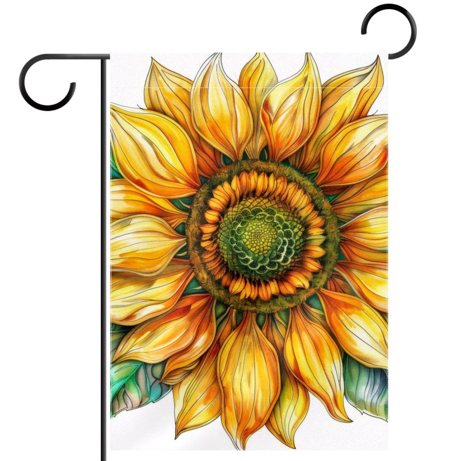Hand Drawn Aesthetic Sunflower Garden Flag Double Sided House Flag for ...