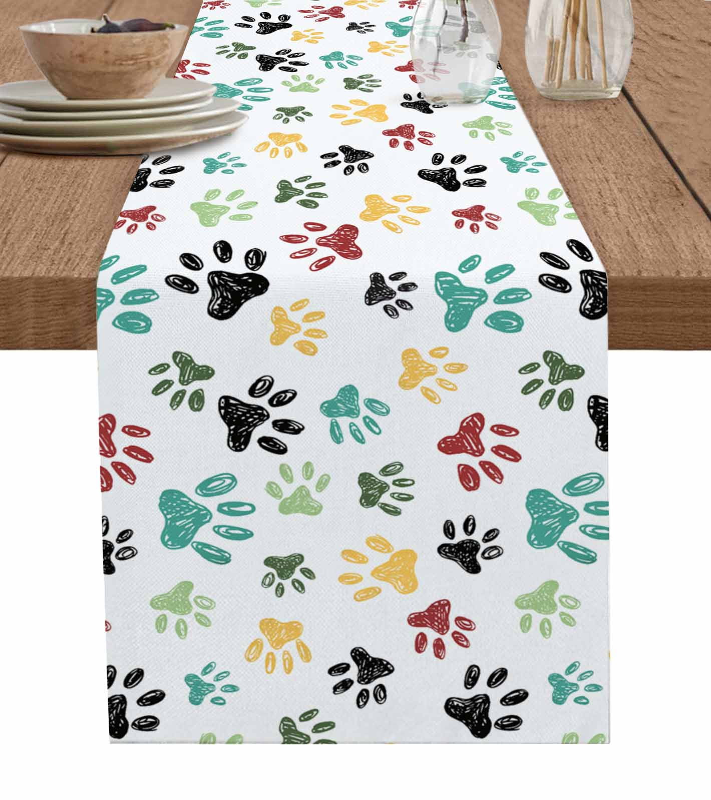 Hand Drawn Animal Footprint Graffiti Table Runner Country Wedding ...