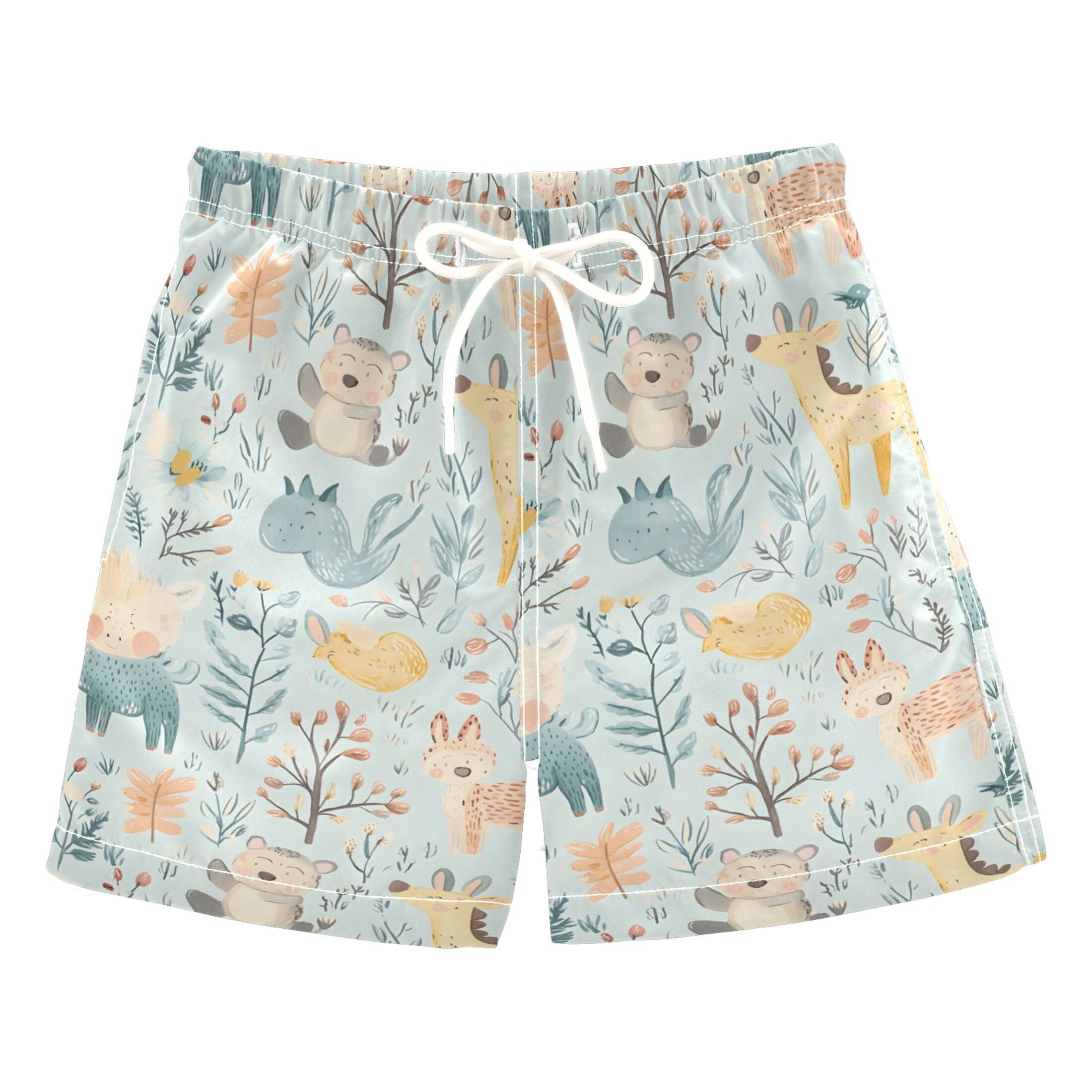 Hand Drawn Animal Pattern Swim Trunks Quick Dry Beach Pool Board Shorts ...