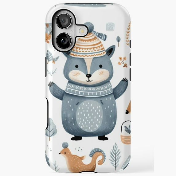 Hand Drawn Animals Winter Hats Phone Case with iPhone 17 to 11 Pro Max ...