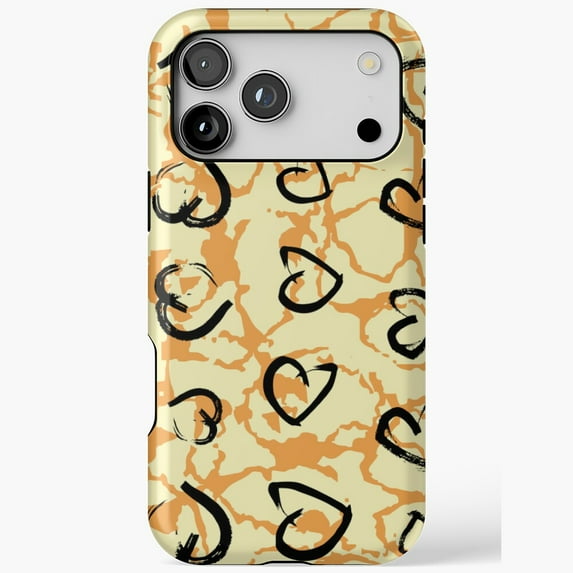 Hand Drawn Black Hearts Tough Cover iPhone Case 11 through 17 Pro Max ...