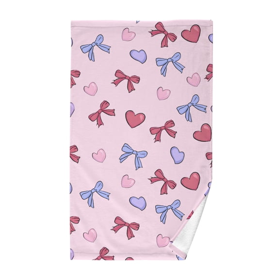 Hand Drawn Bow Heart Shaped Pattern Bath Towel 100% Cotton Soft Thick ...