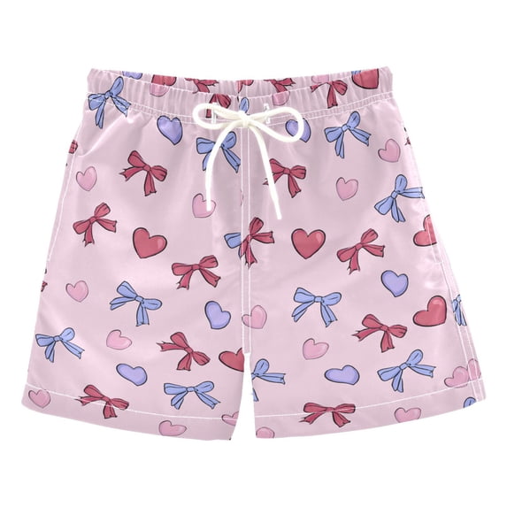 Hand Drawn Bow Heart Shaped Pattern Swim Trunks Quick Dry Beach Pool ...