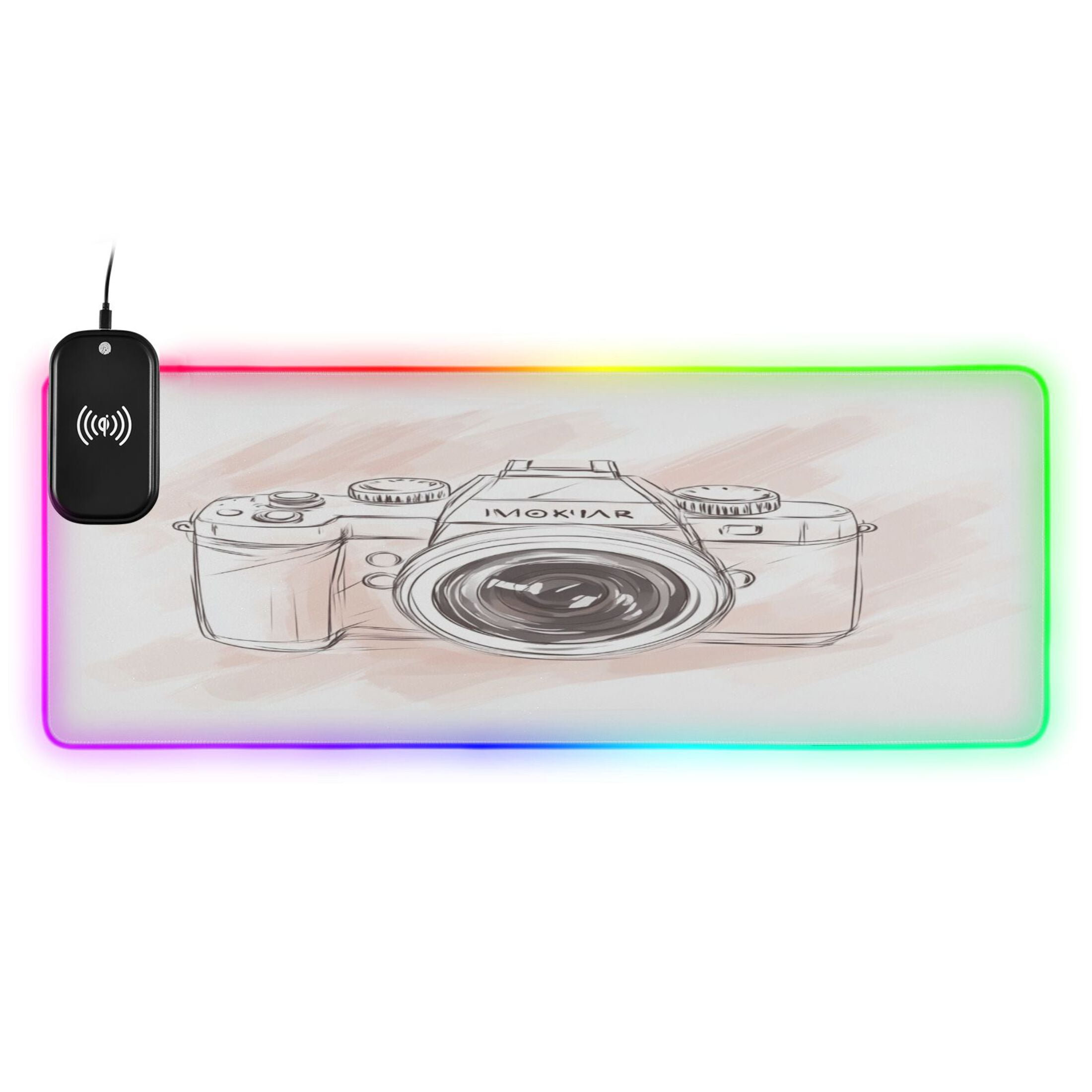 Hand Drawn Camera Large RGB Gaming Mouse Pad with Fast Wireless ...
