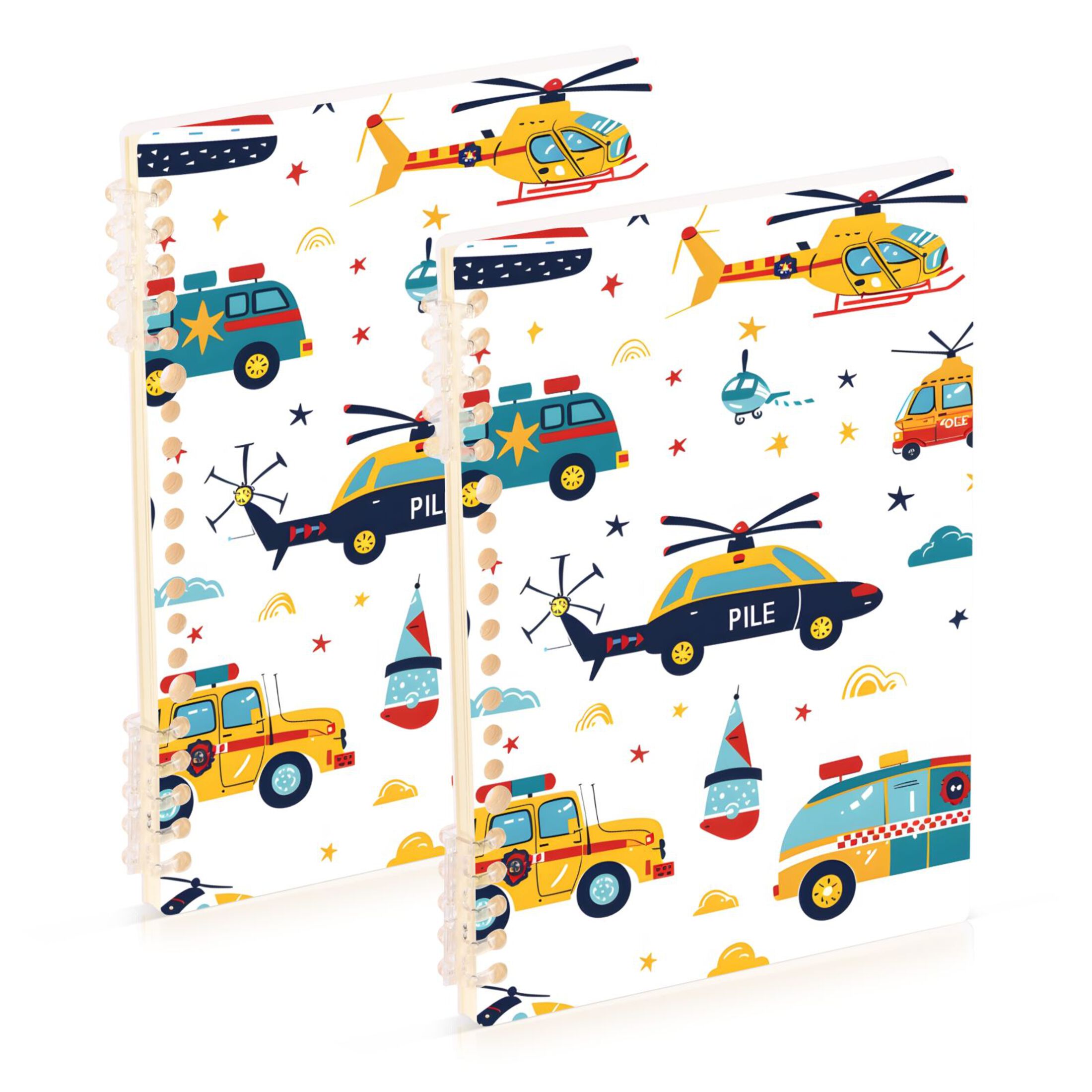 Hand Drawn Car Helicopter Notebooks 2 Pcs 1-subject Journal 60 Sheets ...