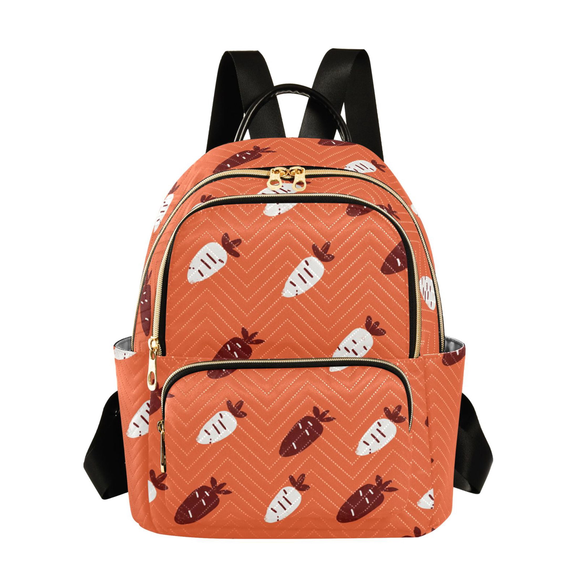 Hand Drawn Carrot Pattern Fashion Backpack Quilted Lightweight Women ...