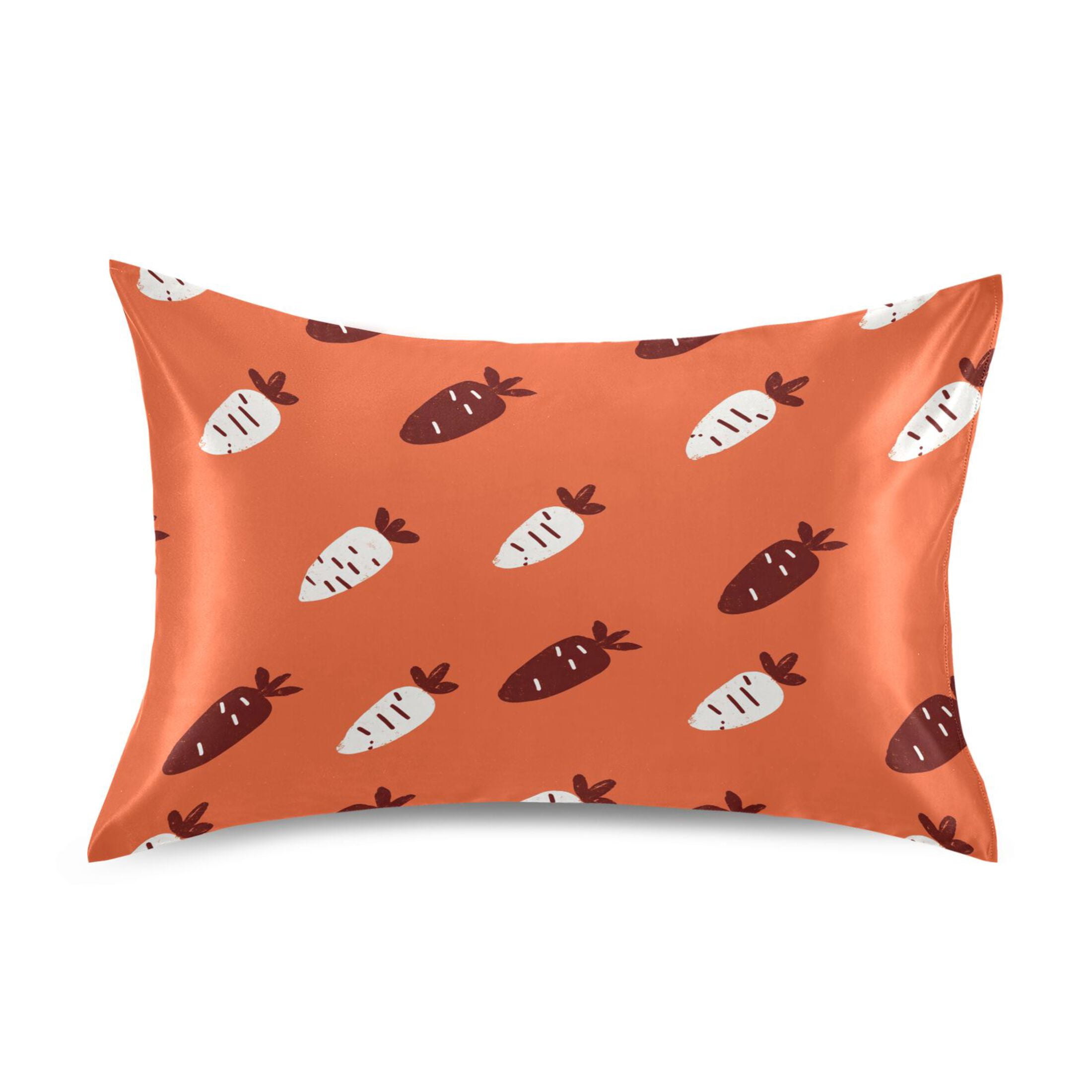 Hand Drawn Carrot Pattern King Size Satin Pillowcase 40''x20'' Double ...