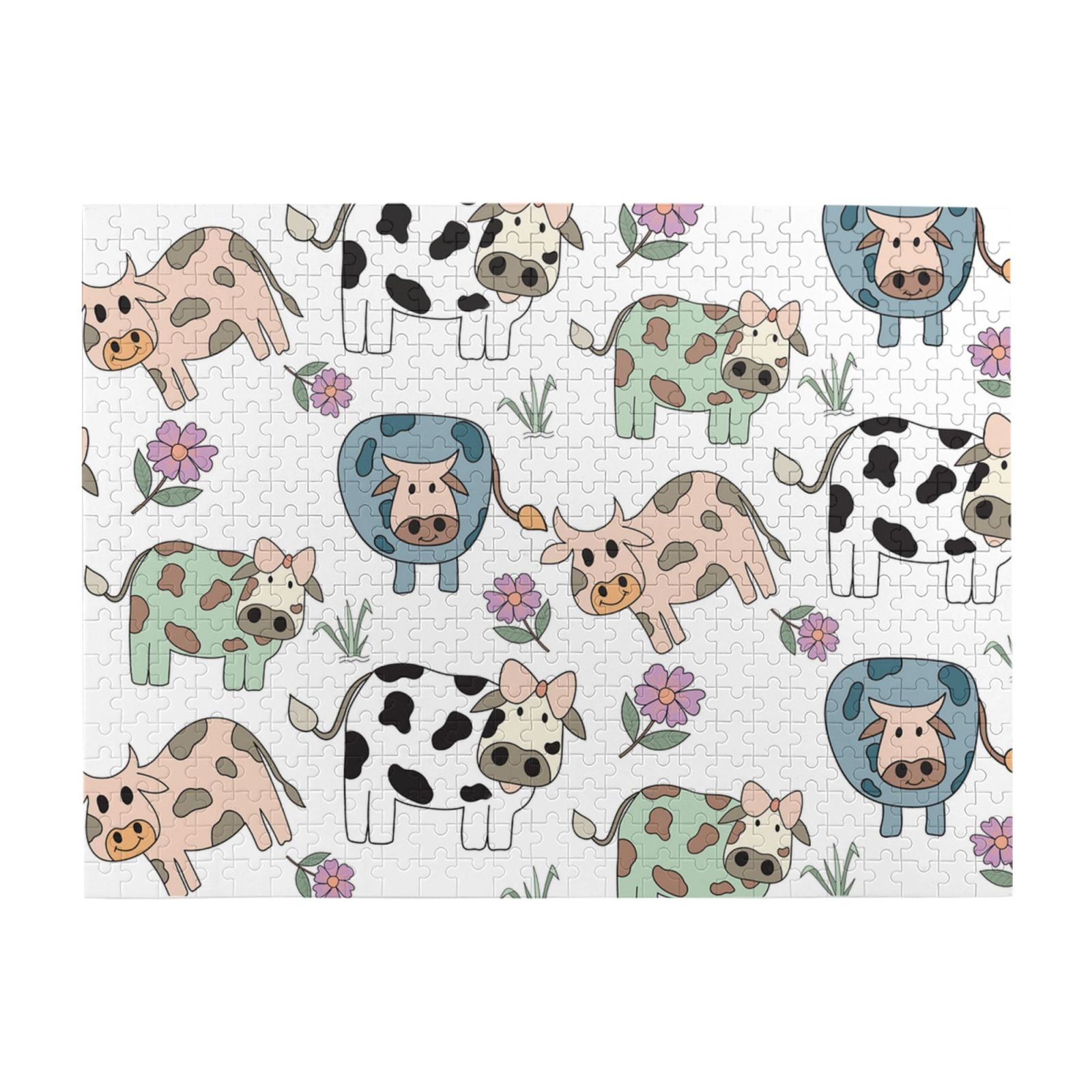 Hand Drawn Cartoon Cow, Jigsaw Puzzles 500 Pieces Wooden Jigsaw Toy ...