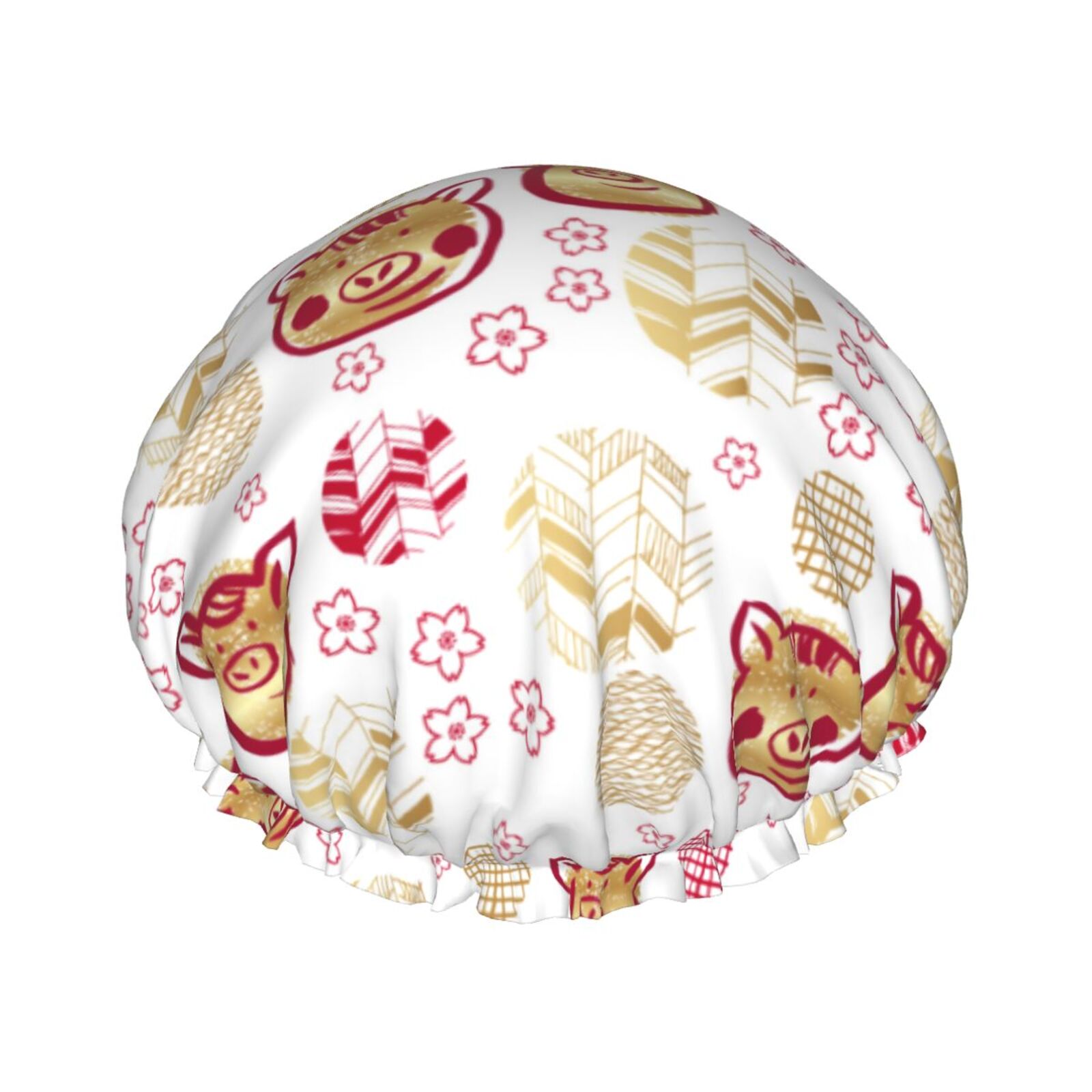 Hand Drawn Cartoon Cute Pig Shower Cap for Women, Double Waterproof ...