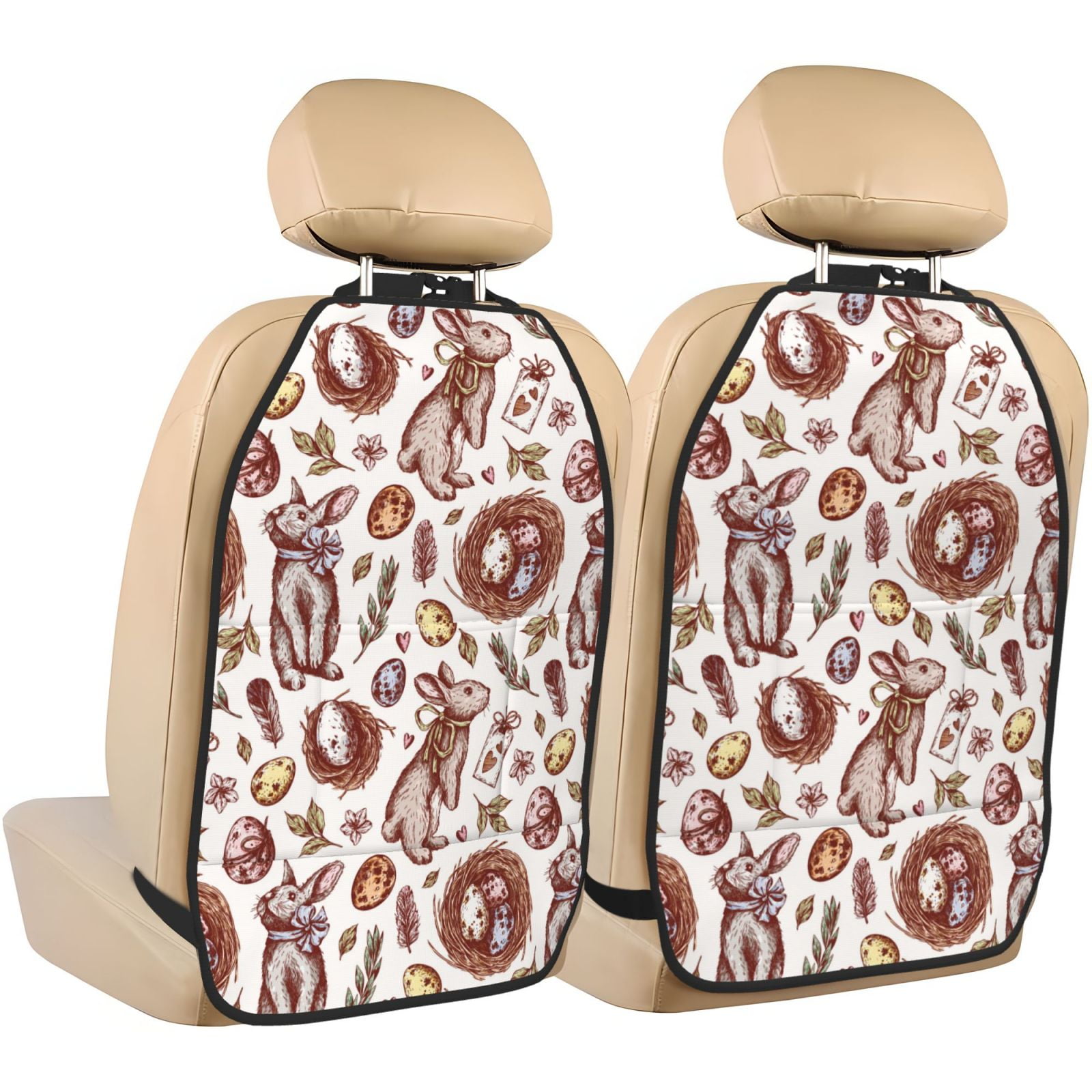 Hand Drawn Cartoon Cute Rabbit Egg Mats Back Seat Protectors, Car Seat ...