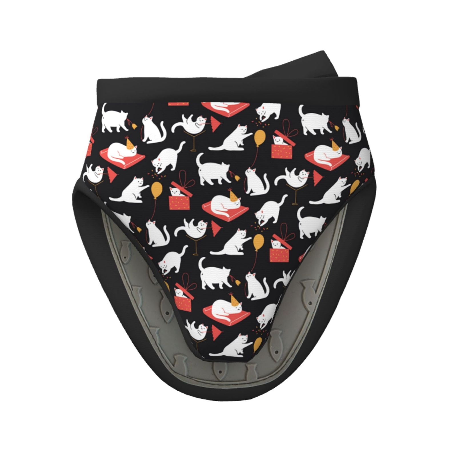 Hand Drawn Cartoon Gift Cat Oven Mitts Heat Resistant - Soft Lining ...