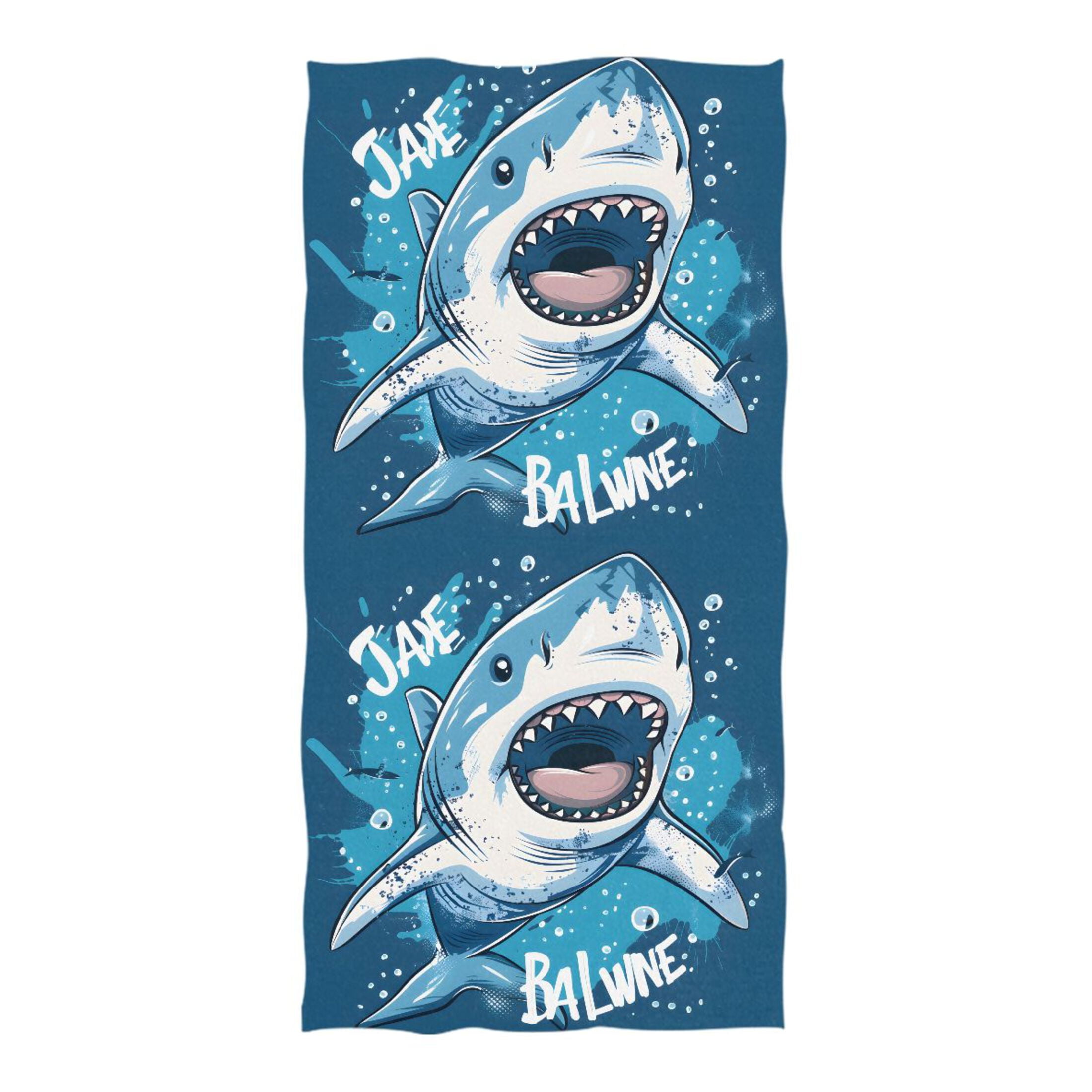 Hand Drawn Cartoon Shark Beach Towel Oversized 74"x37" Pool Towels Soft ...