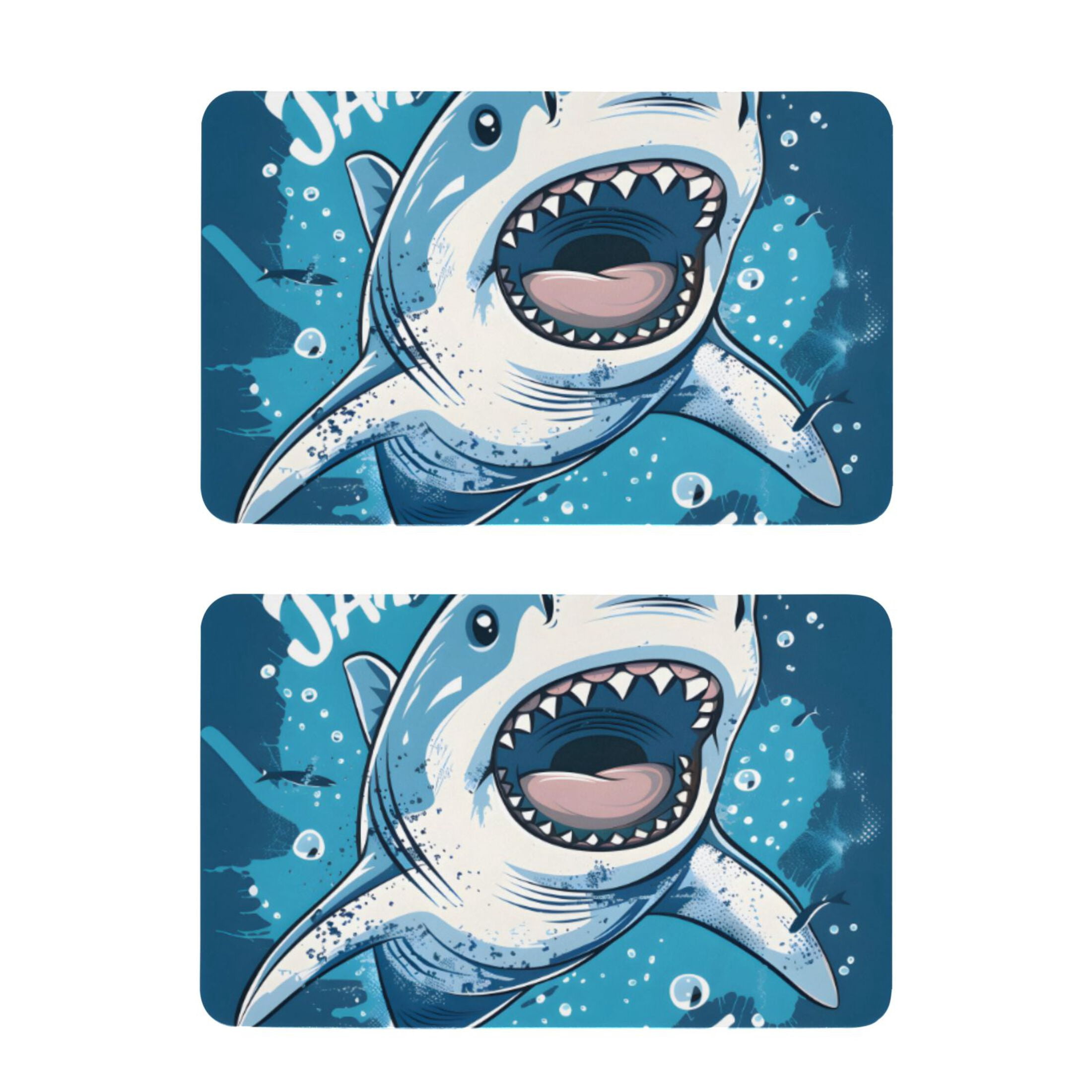 Hand Drawn Cartoon Shark Refrigerator Magnet Stickers Square Fridge ...