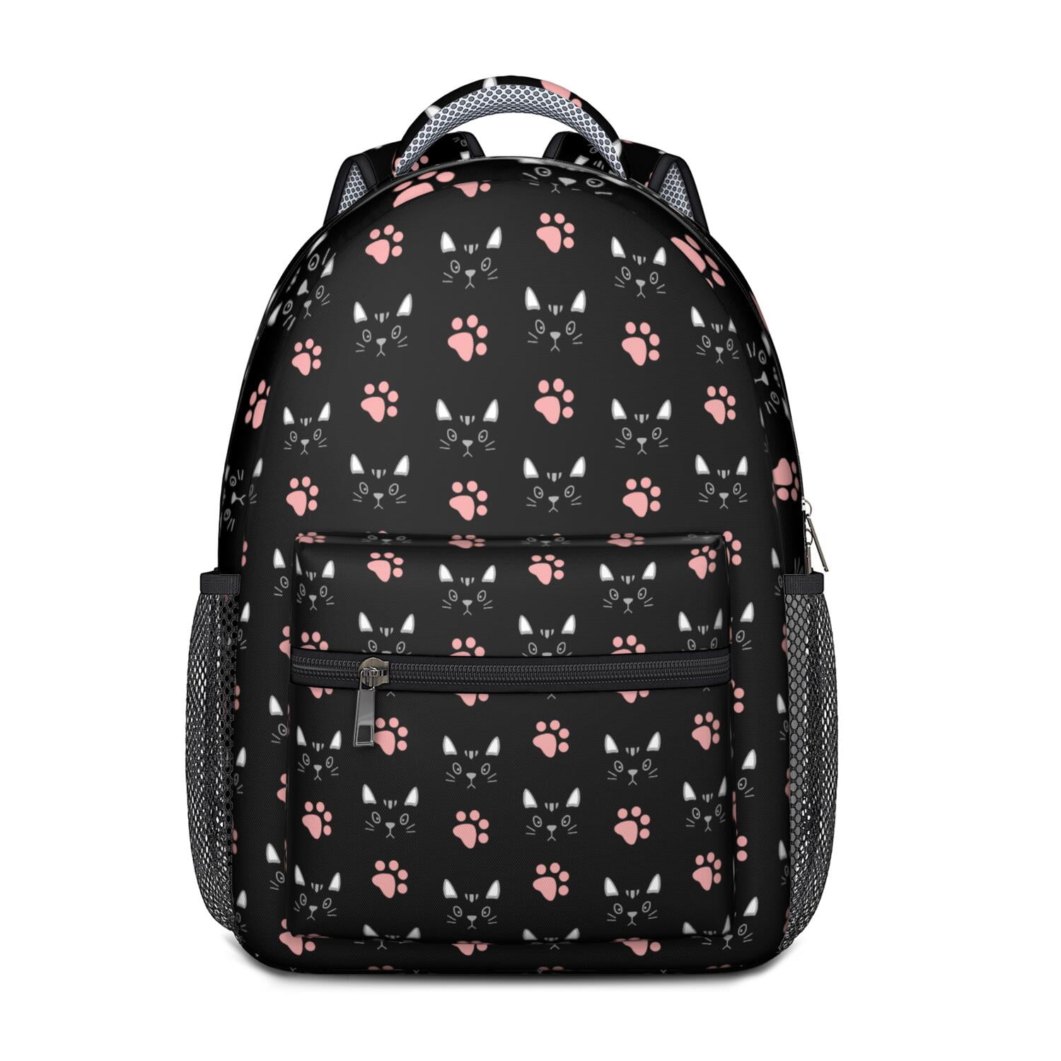 Hand-Drawn Cat Design Ergonomic Backpack - Waterproof Student Backpack ...