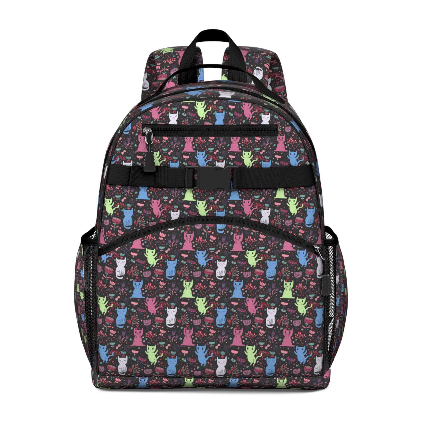 Hand-Drawn Cat Watercolor Backpack - Ergonomic & Adjustable for ...