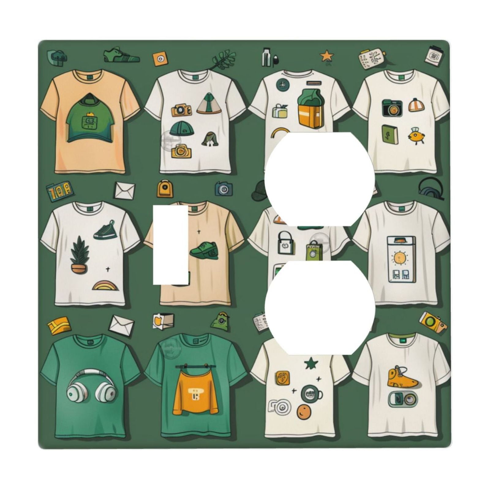 Hand Drawn Clothes Switch Cover Decorative Wall Plate / 2-Gang 1-Toggle ...