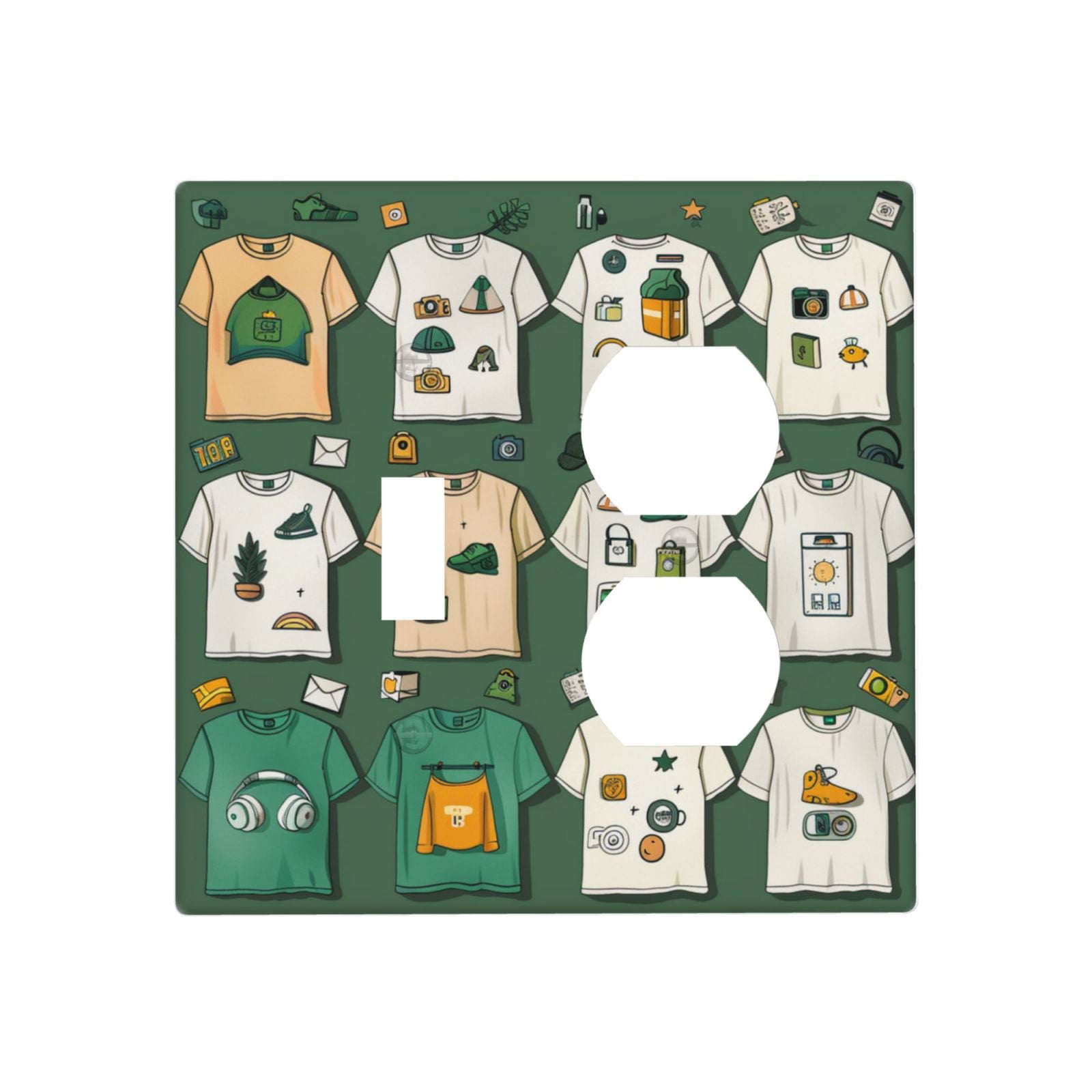 Hand Drawn Clothes Switch Cover Decorative Wall Plate / 2-Gang 1-Toggle ...