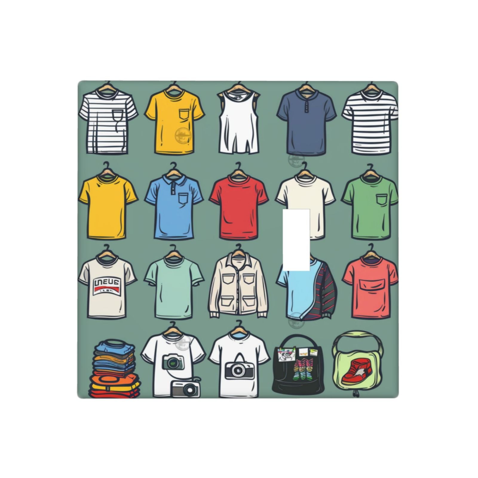 Hand Drawn Clothes Switch Cover Decorative Wall Plate / 2-Gang 1-Toggle ...