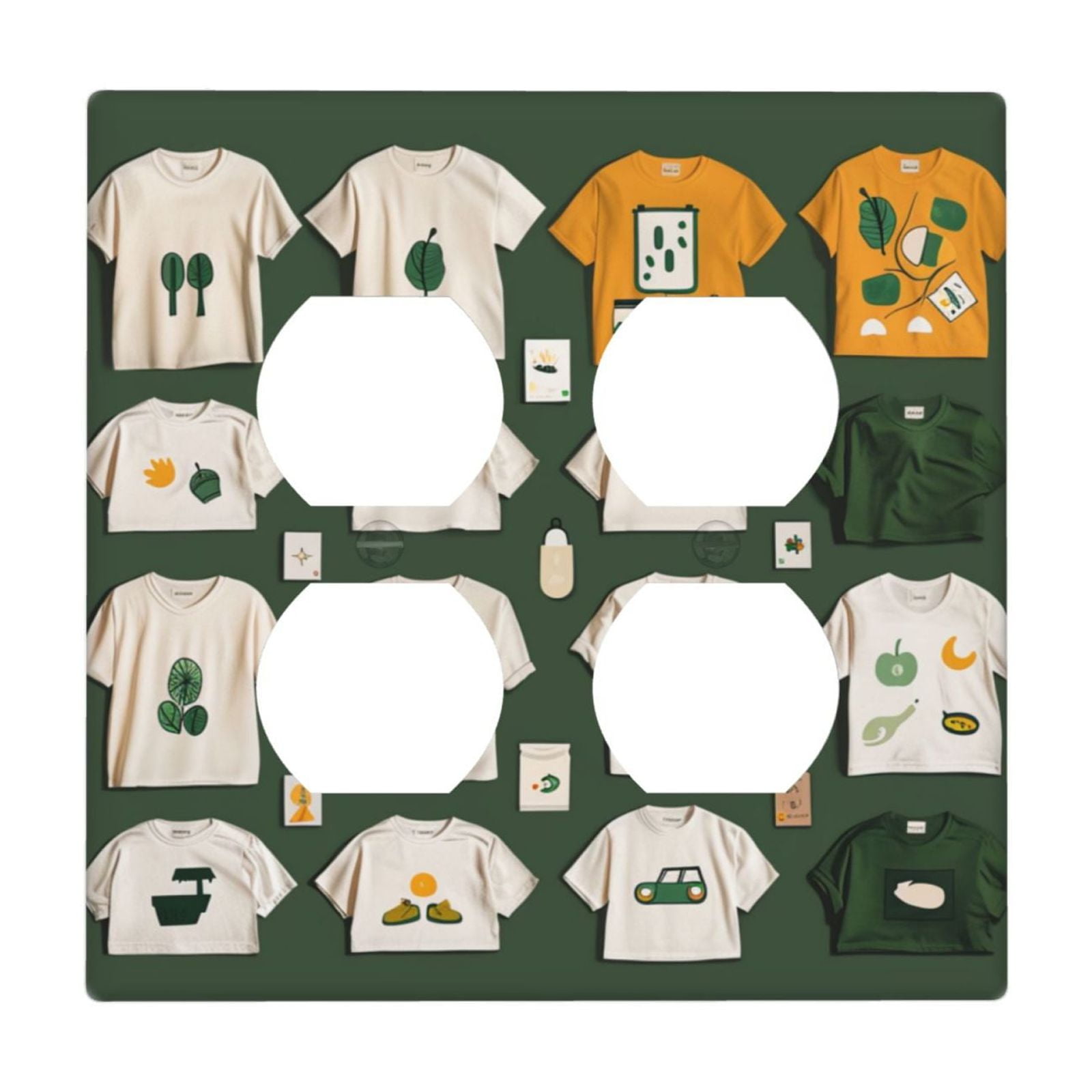 Hand Drawn Clothes Switch Cover Decorative Wall Plate / 2-Gang 2-Duplex ...