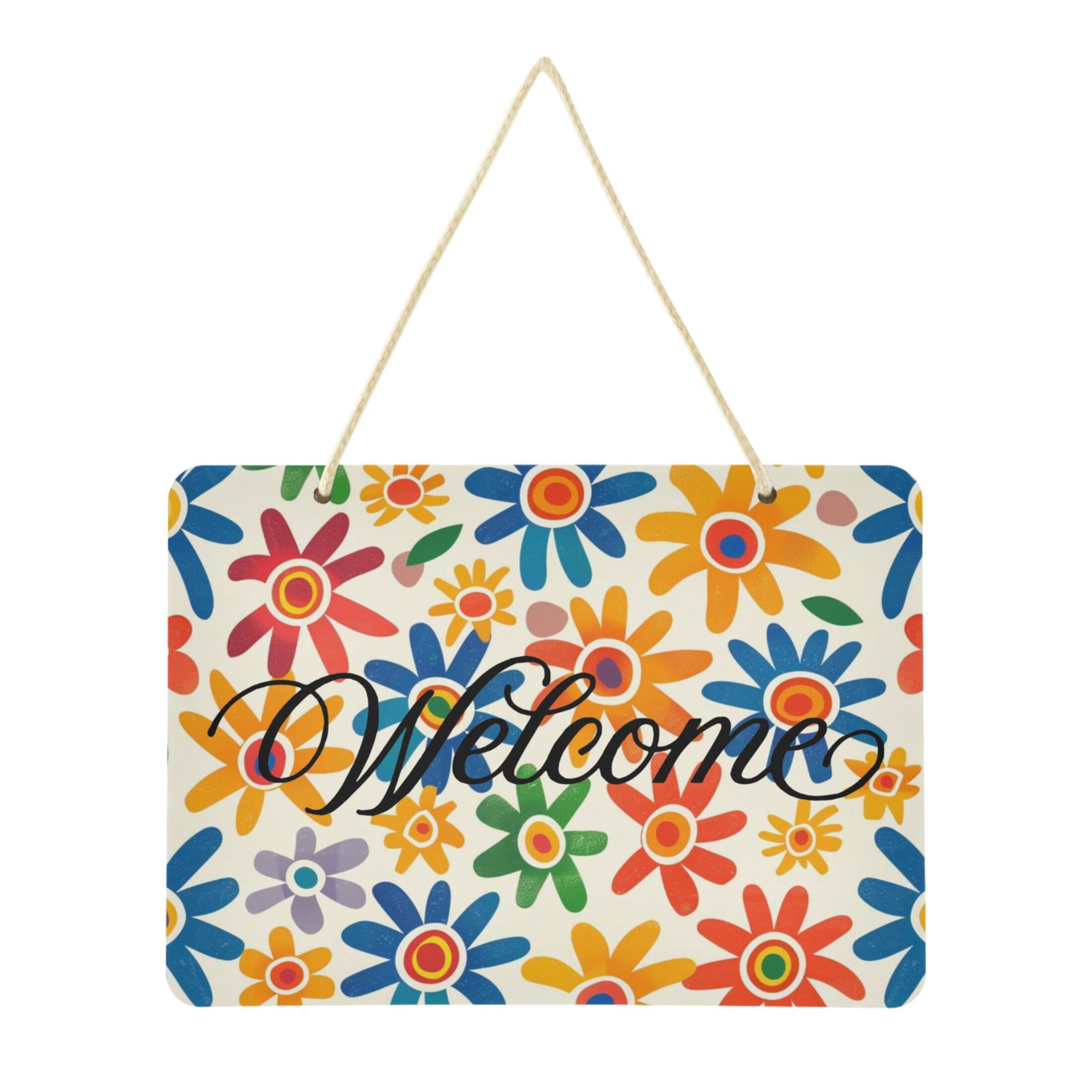 Hand Drawn Colorful Flower Welcome Sign Front Door PVC 14x10 inch ...