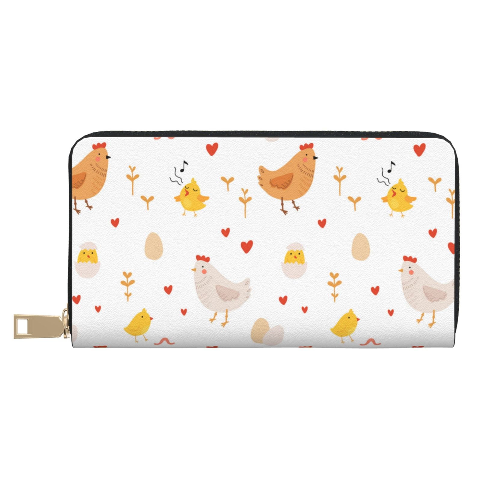 Hand Drawn Cute Chicken Eggs Wallet Women, Leather Bifold Multi Card ...