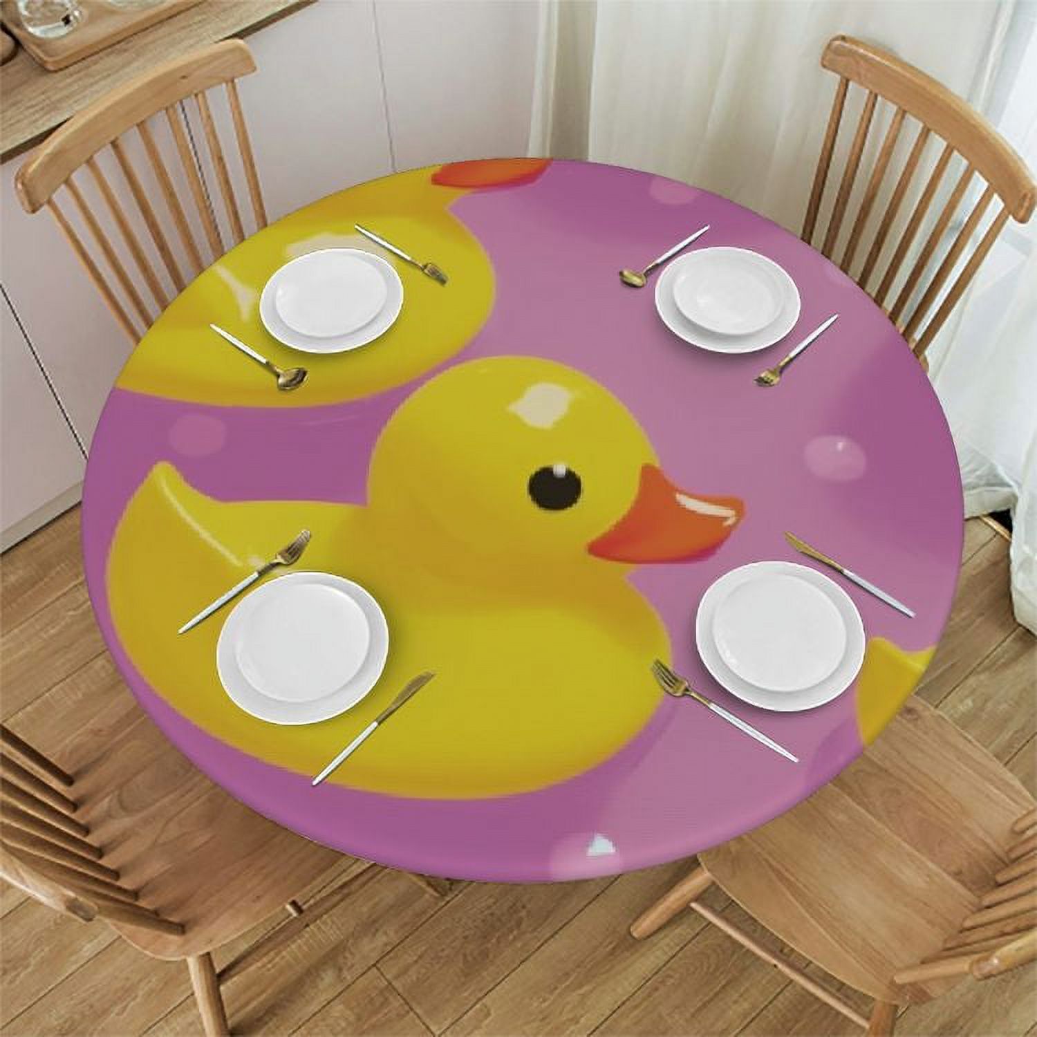 Hand Drawn Cute Rubber Yellow Duck Table Cloth Cover Elastic Edge Table ...