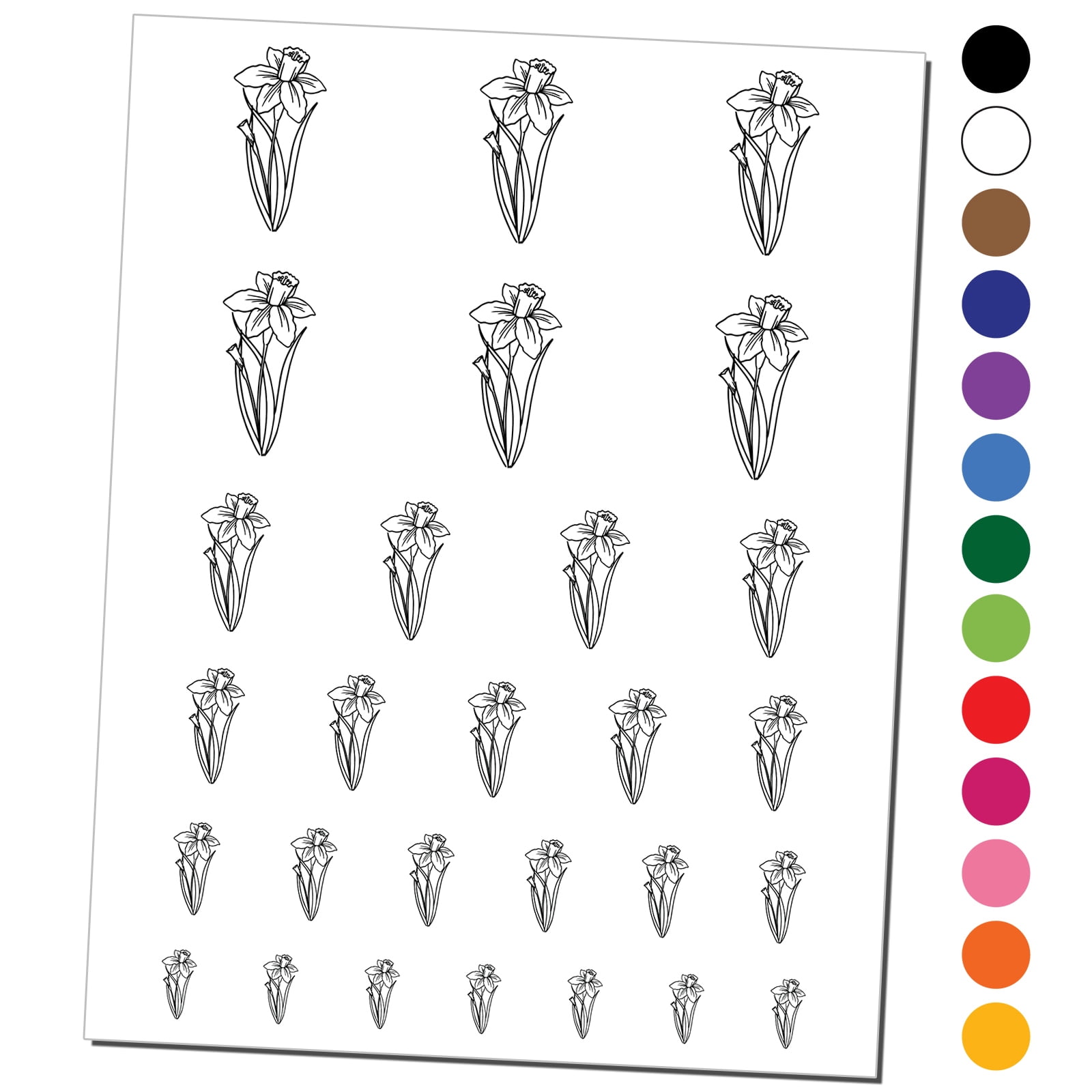 Hand Drawn Daffodil Flower Water Resistant Temporary Tattoo Set Fake ...