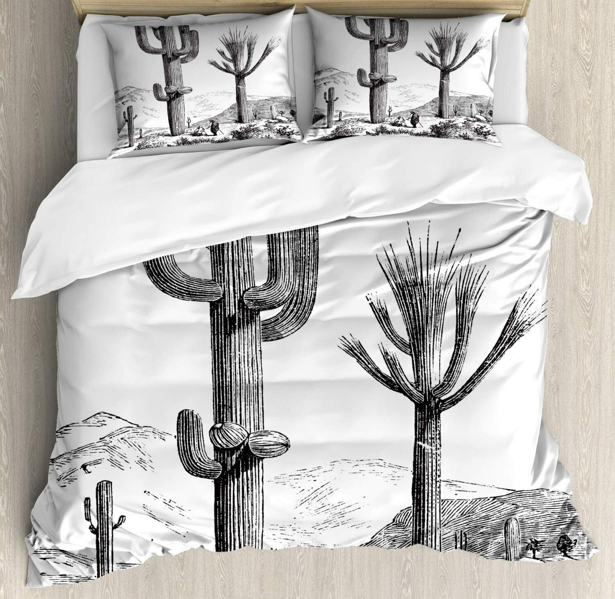 Hand-Drawn Desert Flora Duvet Cover Set Unique Bedding for Adventurous ...