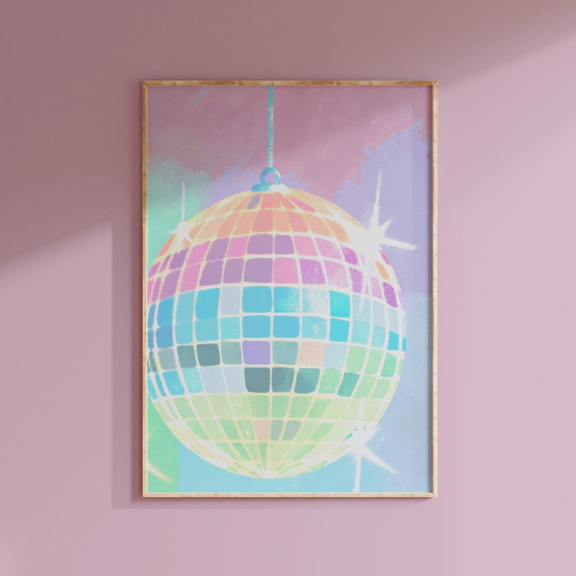 Hand Drawn Disco Ball Print, Music Wall Art, Trendy Apartment Decor ...